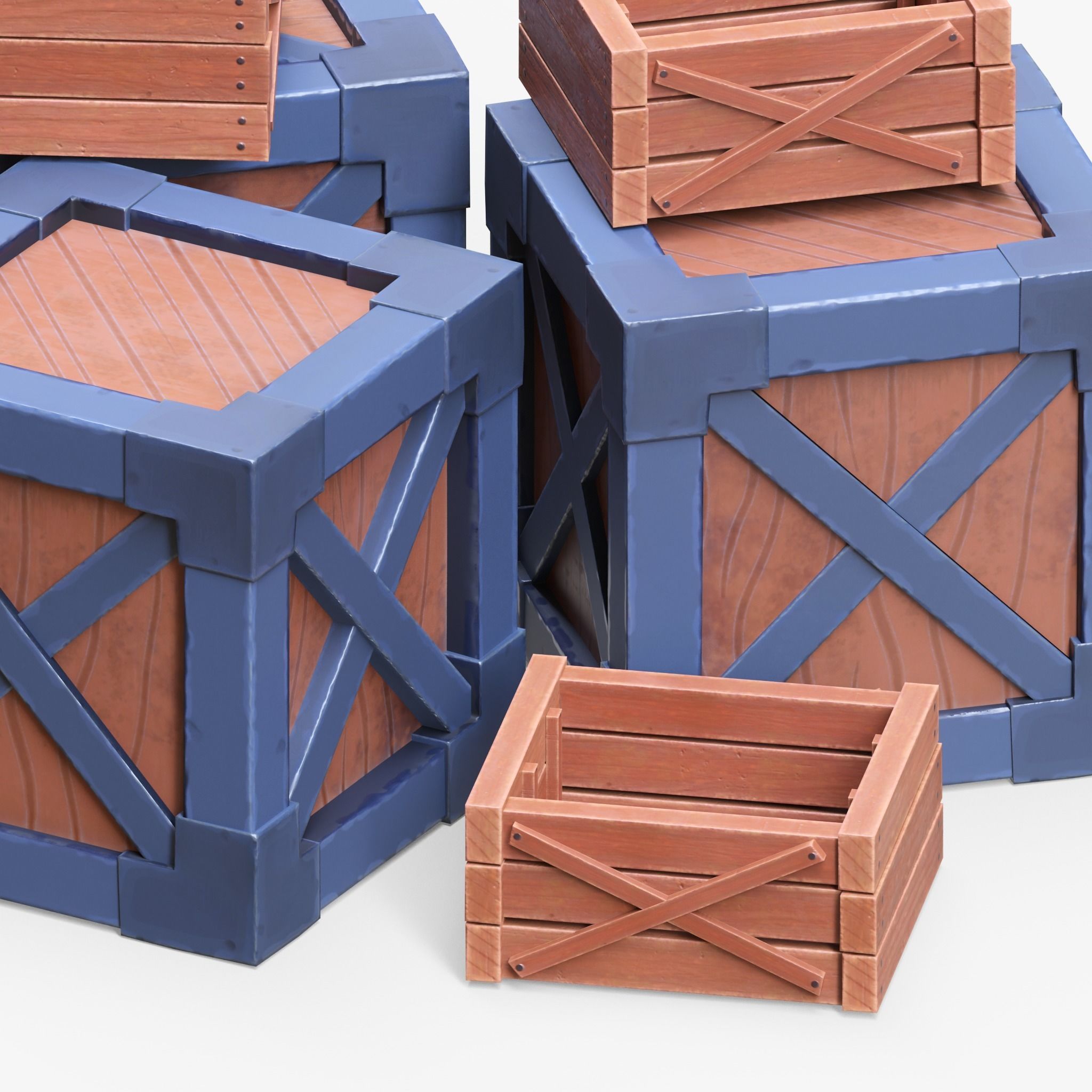 Stylized Wooden Boxes 3D model | CGTrader