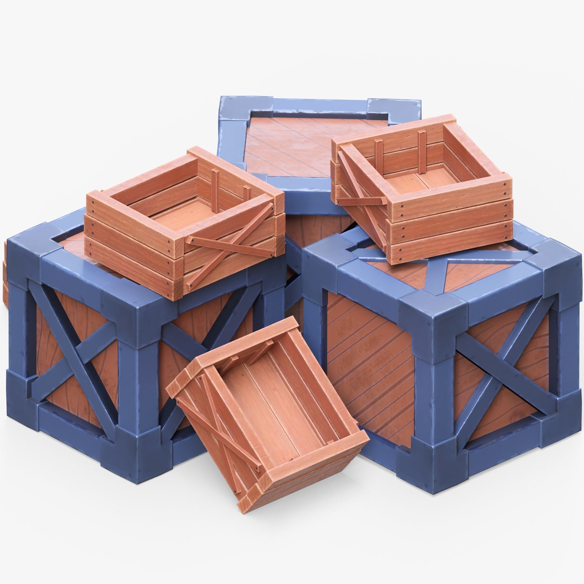 Stylized Wooden Boxes 3D model | CGTrader