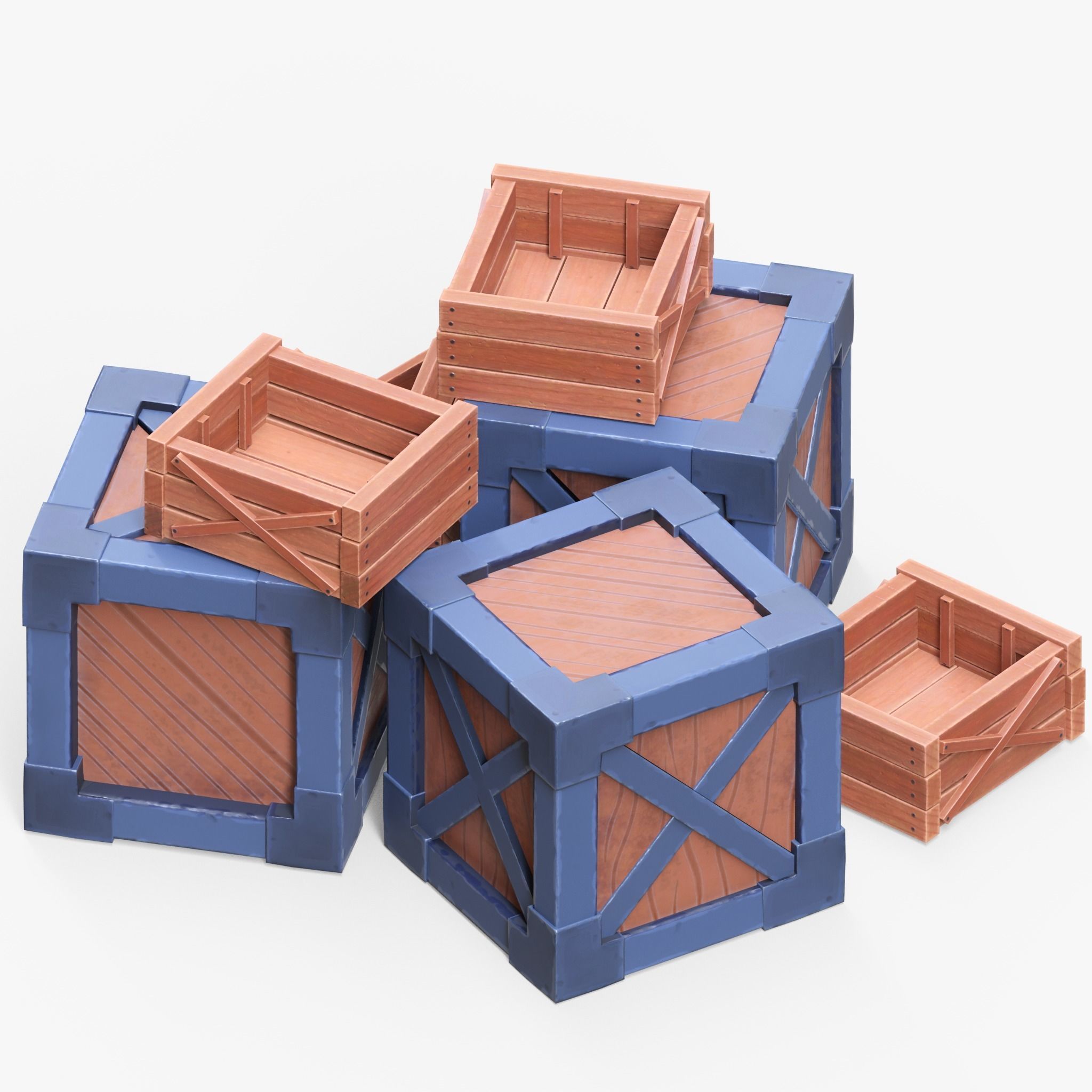 Stylized Wooden Boxes 3D model | CGTrader