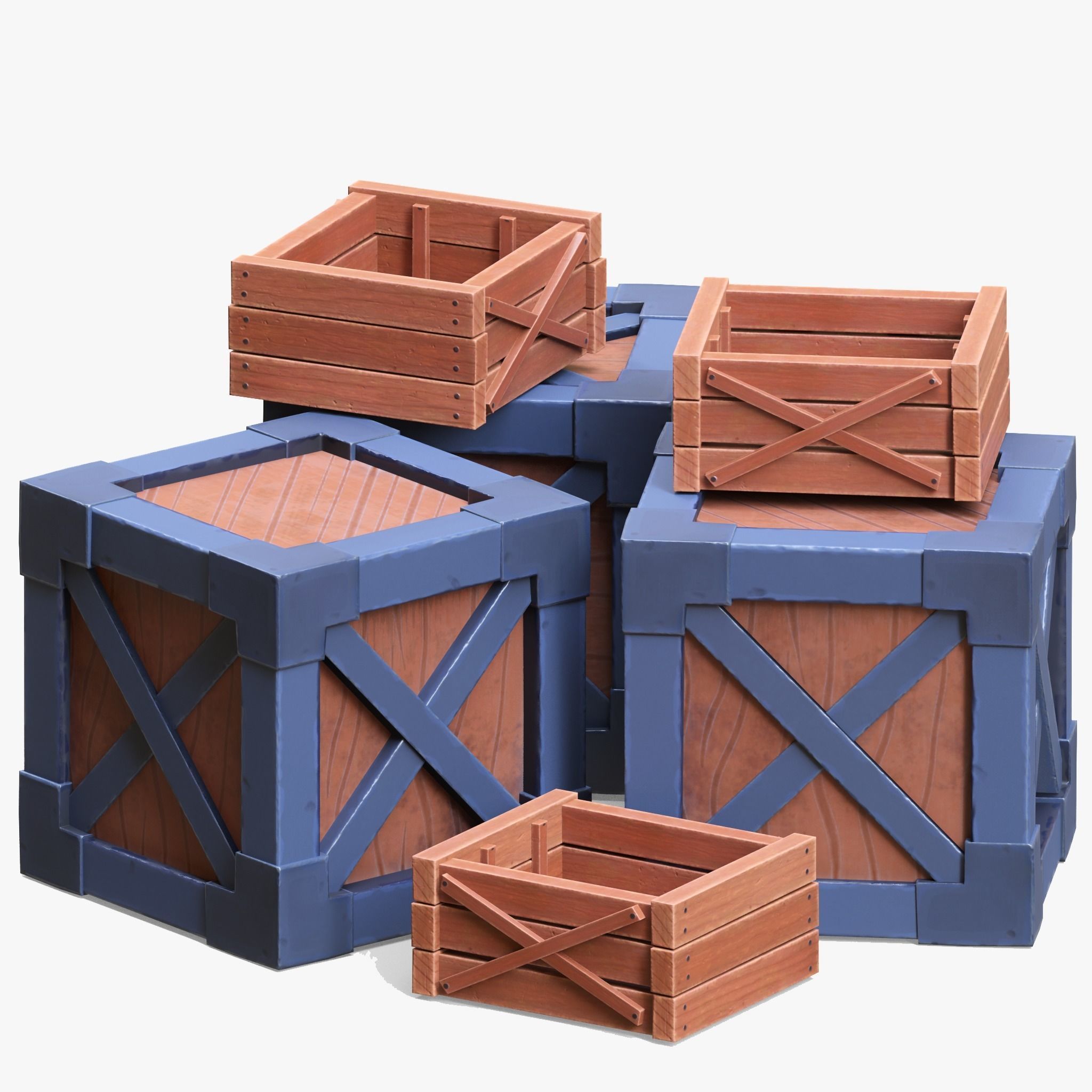 Stylized Wooden Boxes 3D model | CGTrader