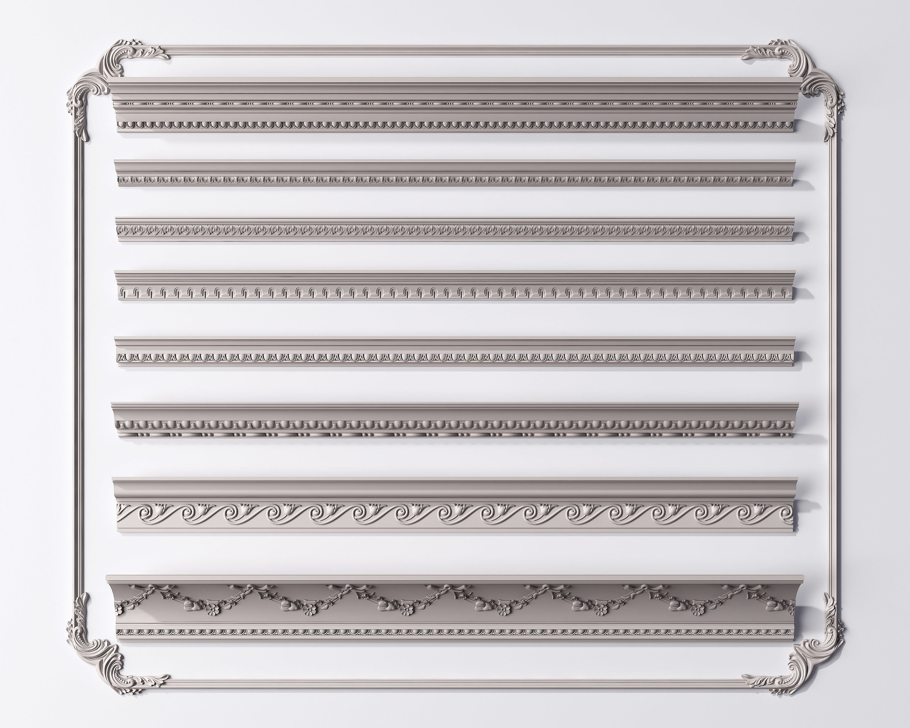 Simplified gypsum European line 3D model | CGTrader