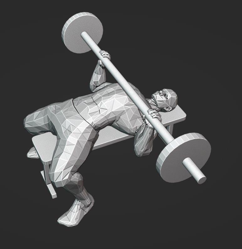 Benchpressing Male 01 with Bench 3D model 3D printable | CGTrader