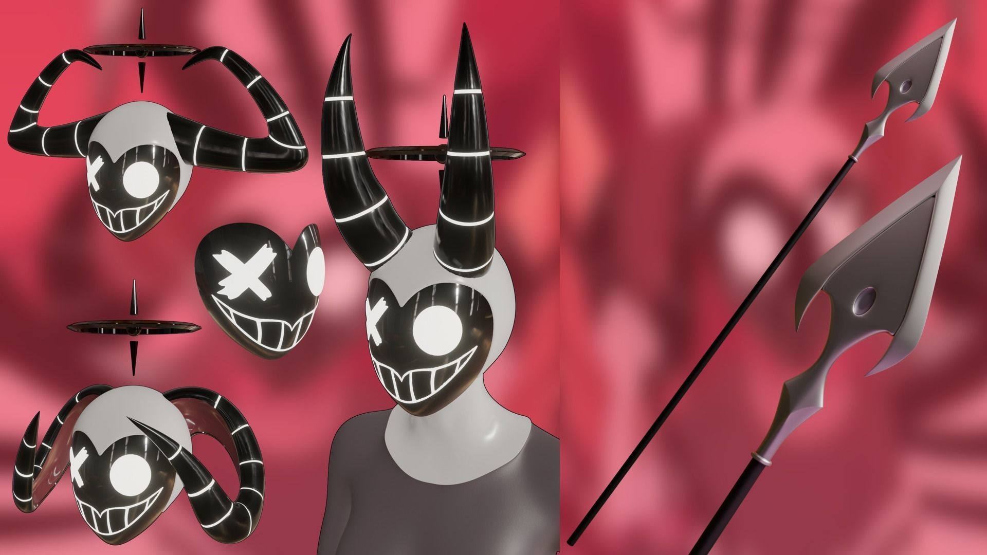 HAZBIN HOTEL ANGEL HELMET SPEAR VAGGIE 3D model 3D printable | CGTrader