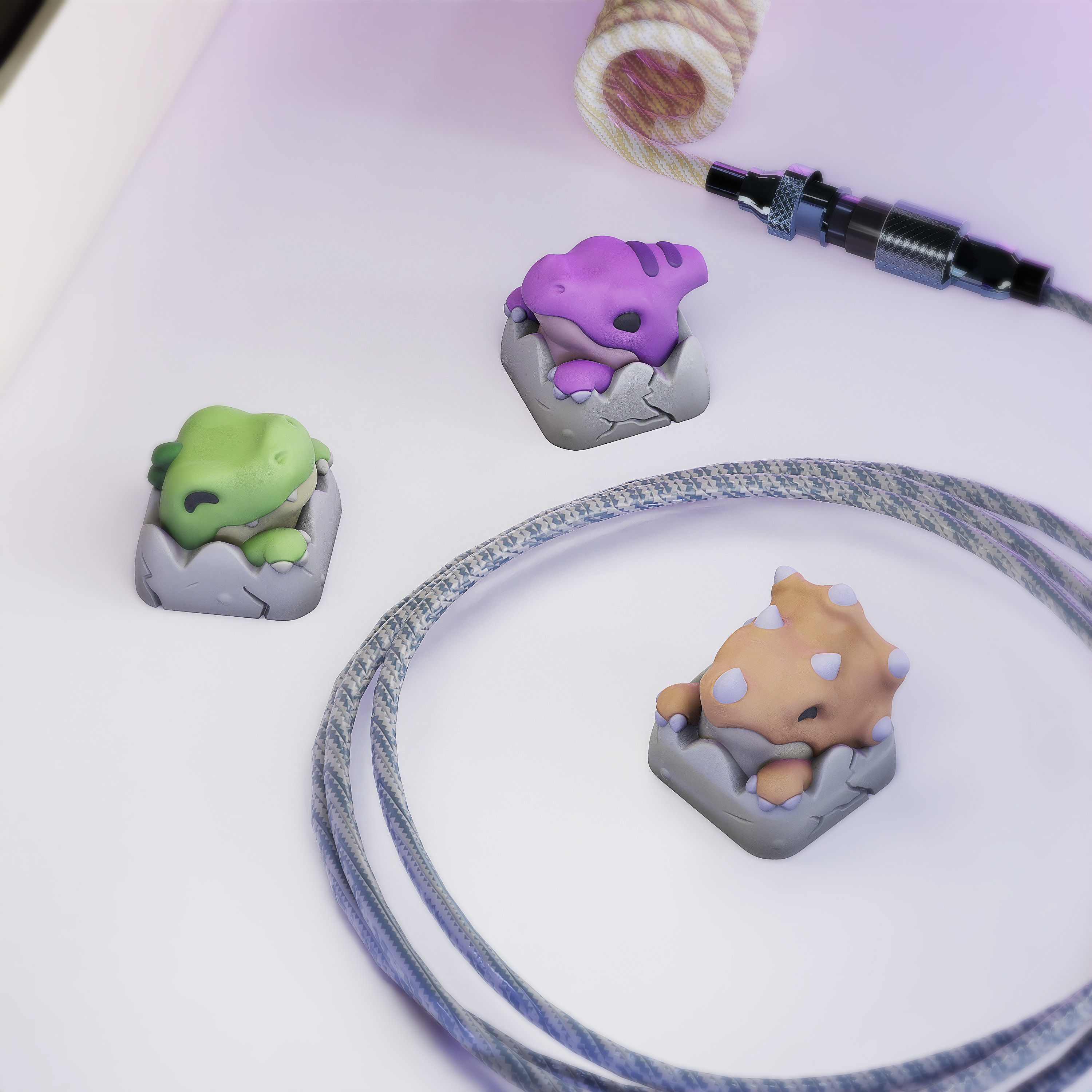 Dinosaur Hatching keycaps - Mechanical Keyboard 3D model 3D printable ...