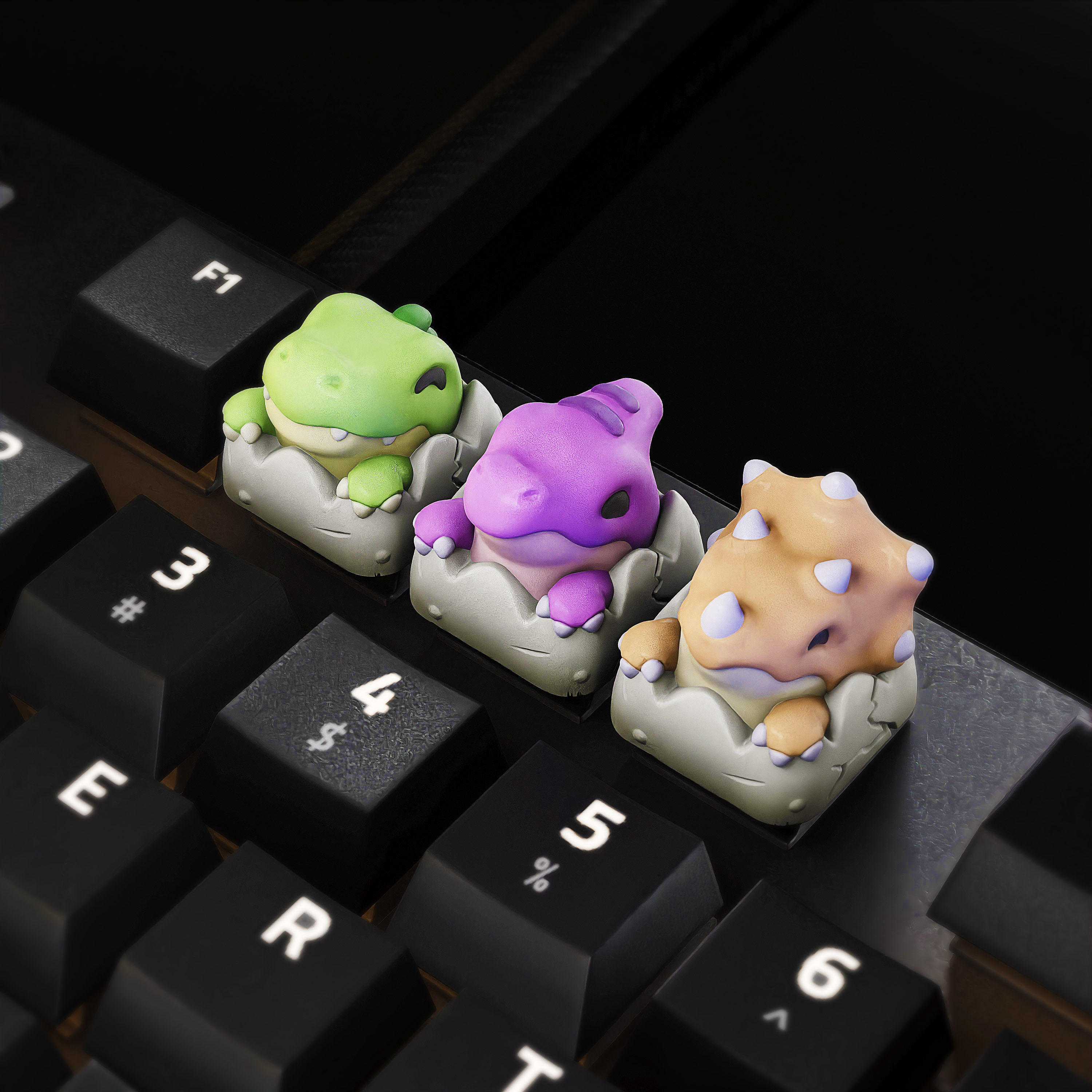 Dinosaur Hatching keycaps - Mechanical Keyboard 3D model 3D printable ...