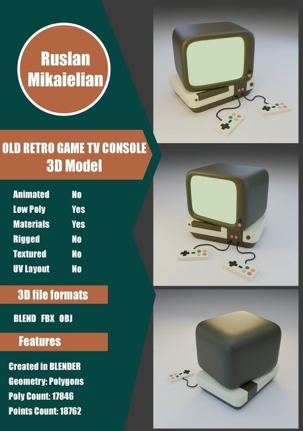 3D model Old Retro Game TV Console VR / AR / low-poly | CGTrader