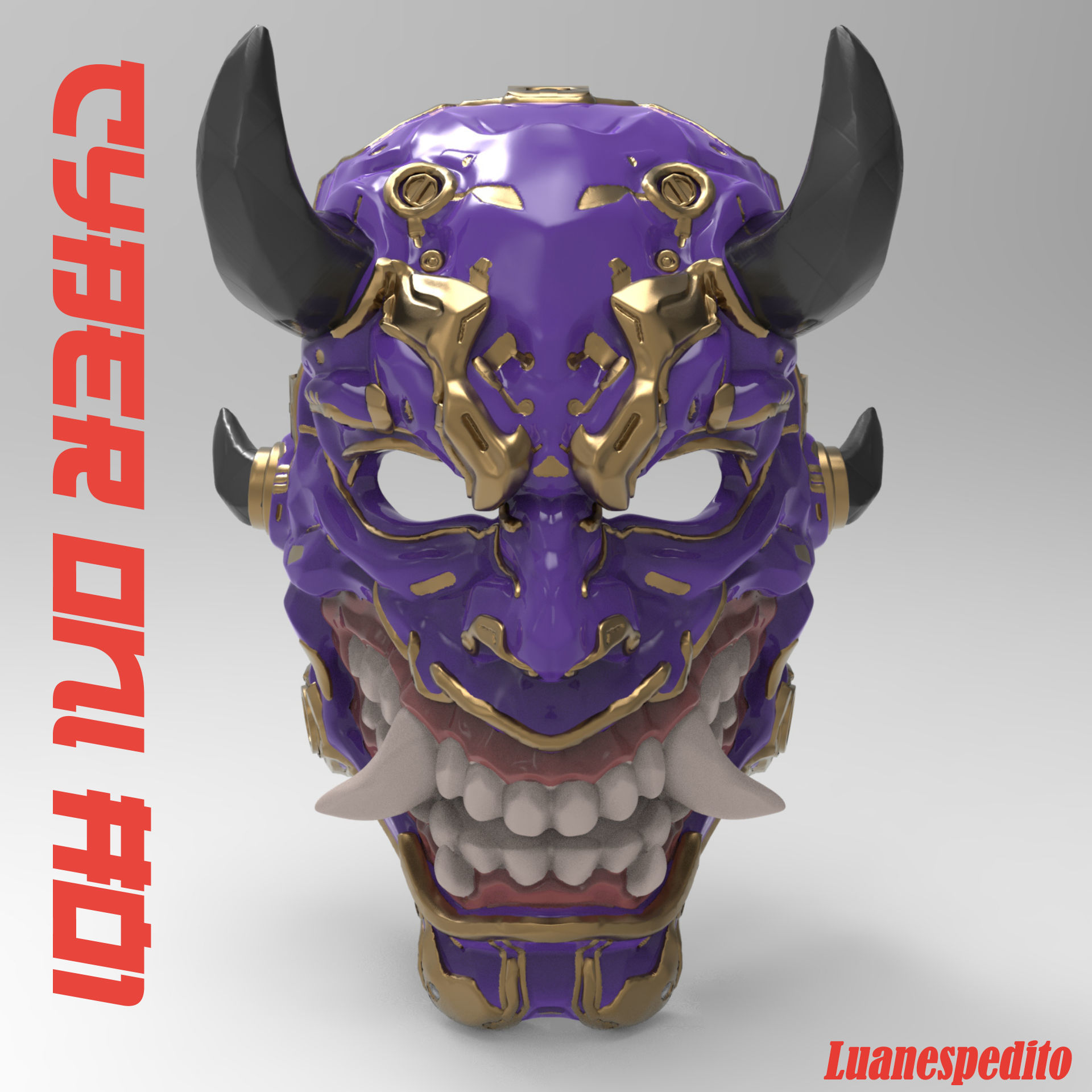 Cyber Oni Mask free 3D model 3D printable | CGTrader