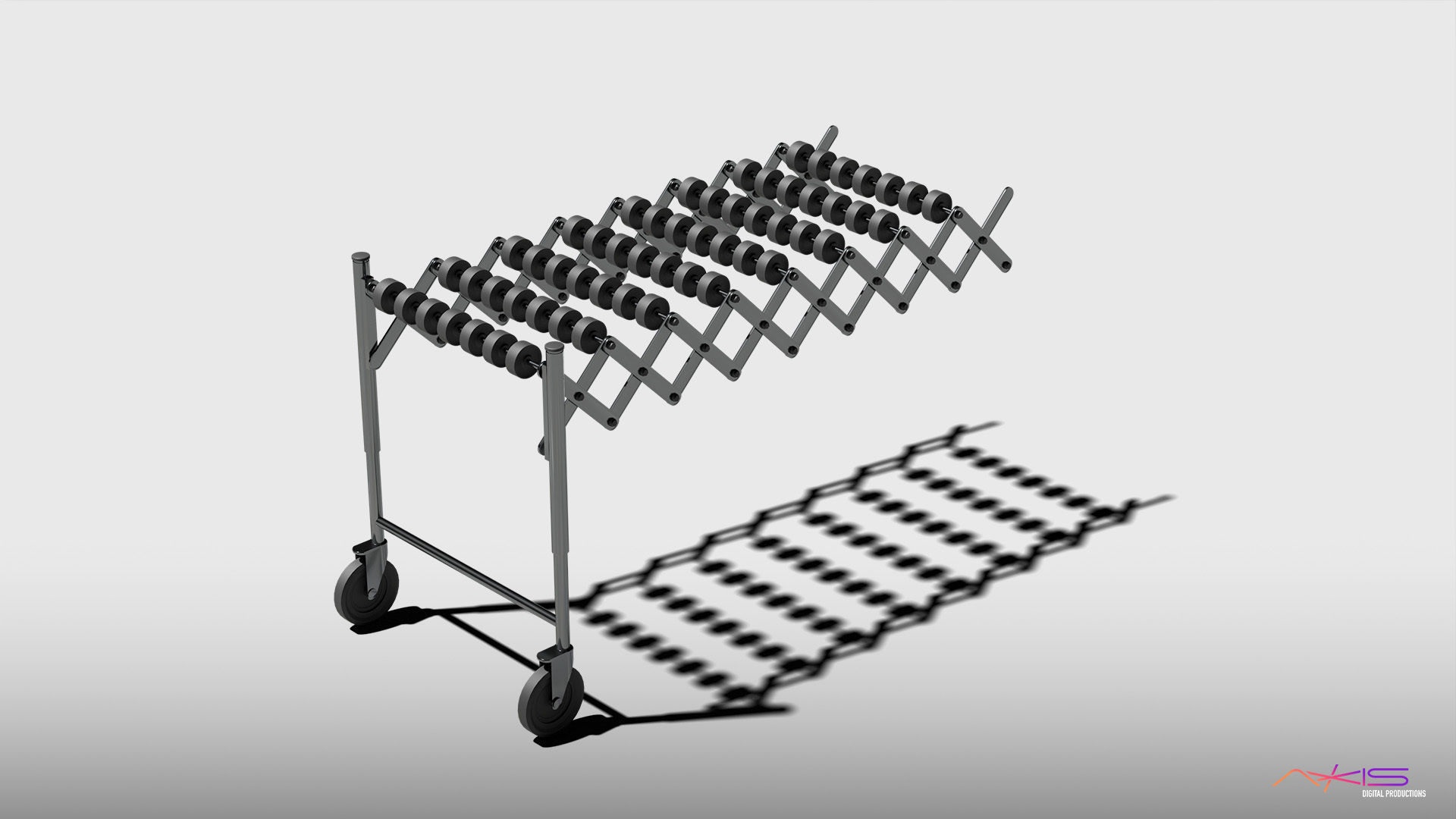 Extendable Skate Wheel Conveyor rigged for custom layout 3D model ...