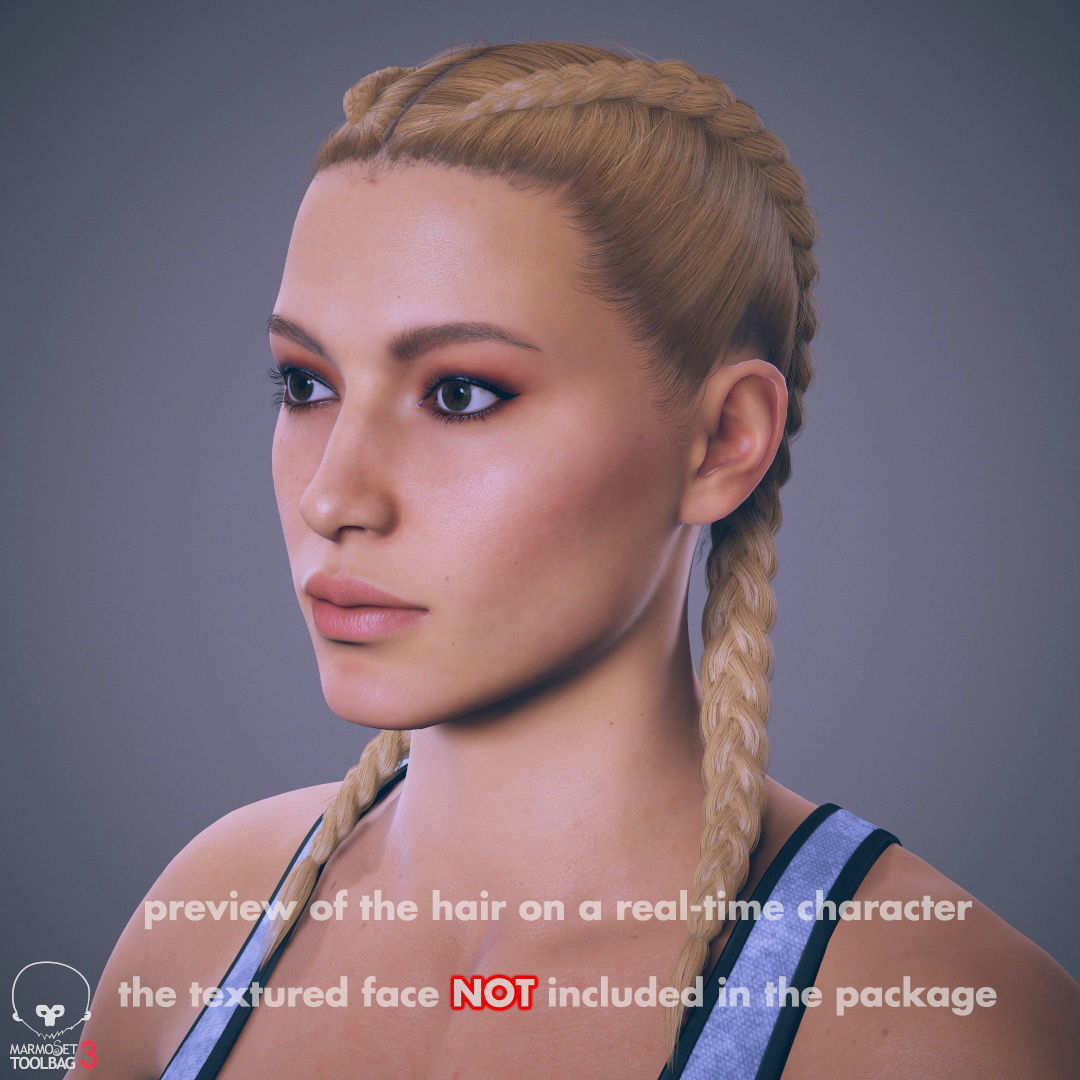 3D model Hair - Double Braid - Gen2 VR / AR / low-poly | CGTrader