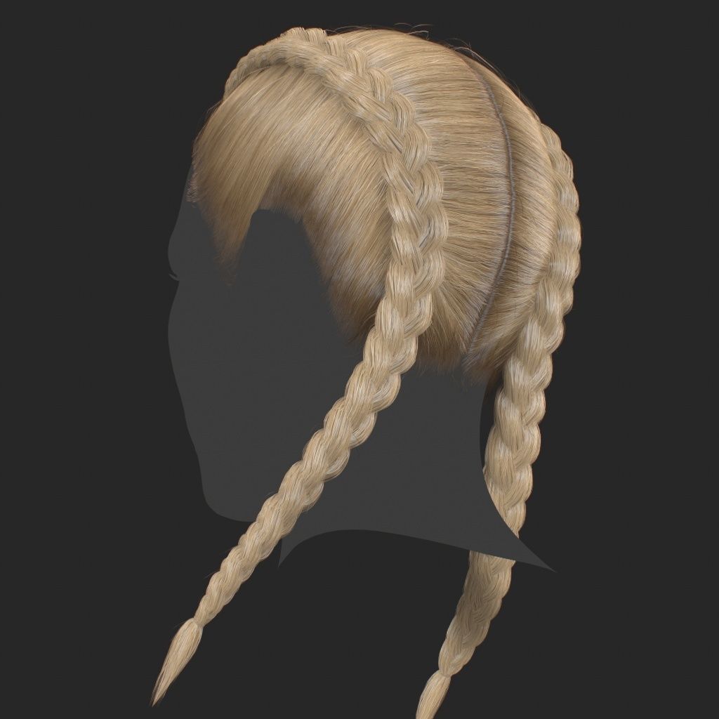 3D model Hair - Double Braid - Gen2 VR / AR / low-poly | CGTrader
