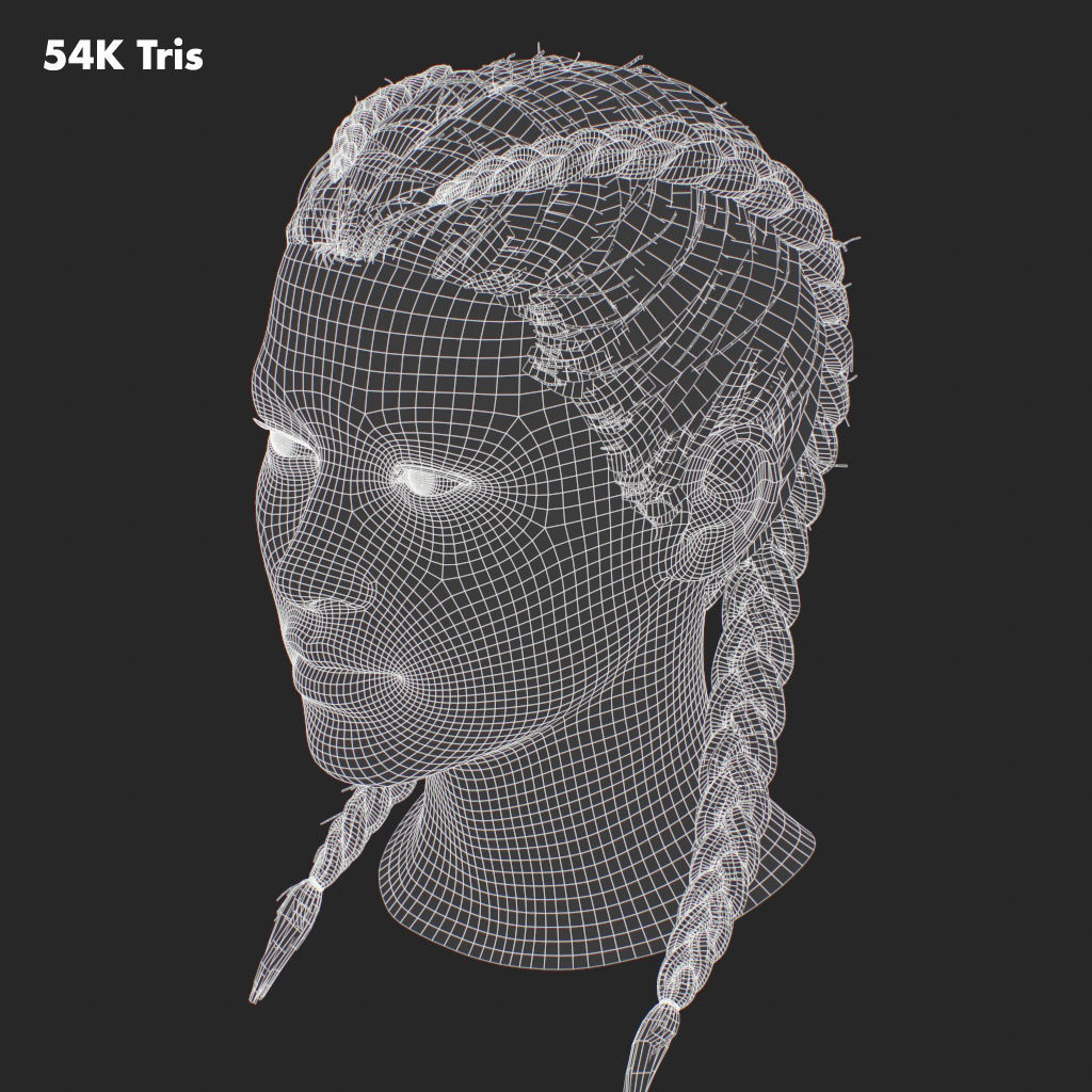 3D model Hair - Double Braid - Gen2 VR / AR / low-poly | CGTrader