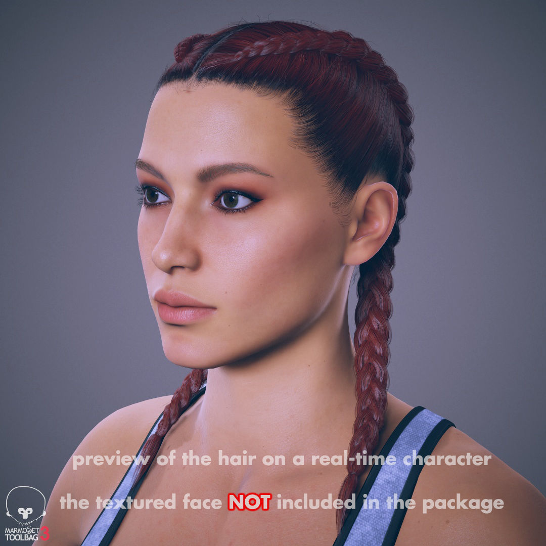3D model Hair - Double Braid - Gen2 VR / AR / low-poly | CGTrader