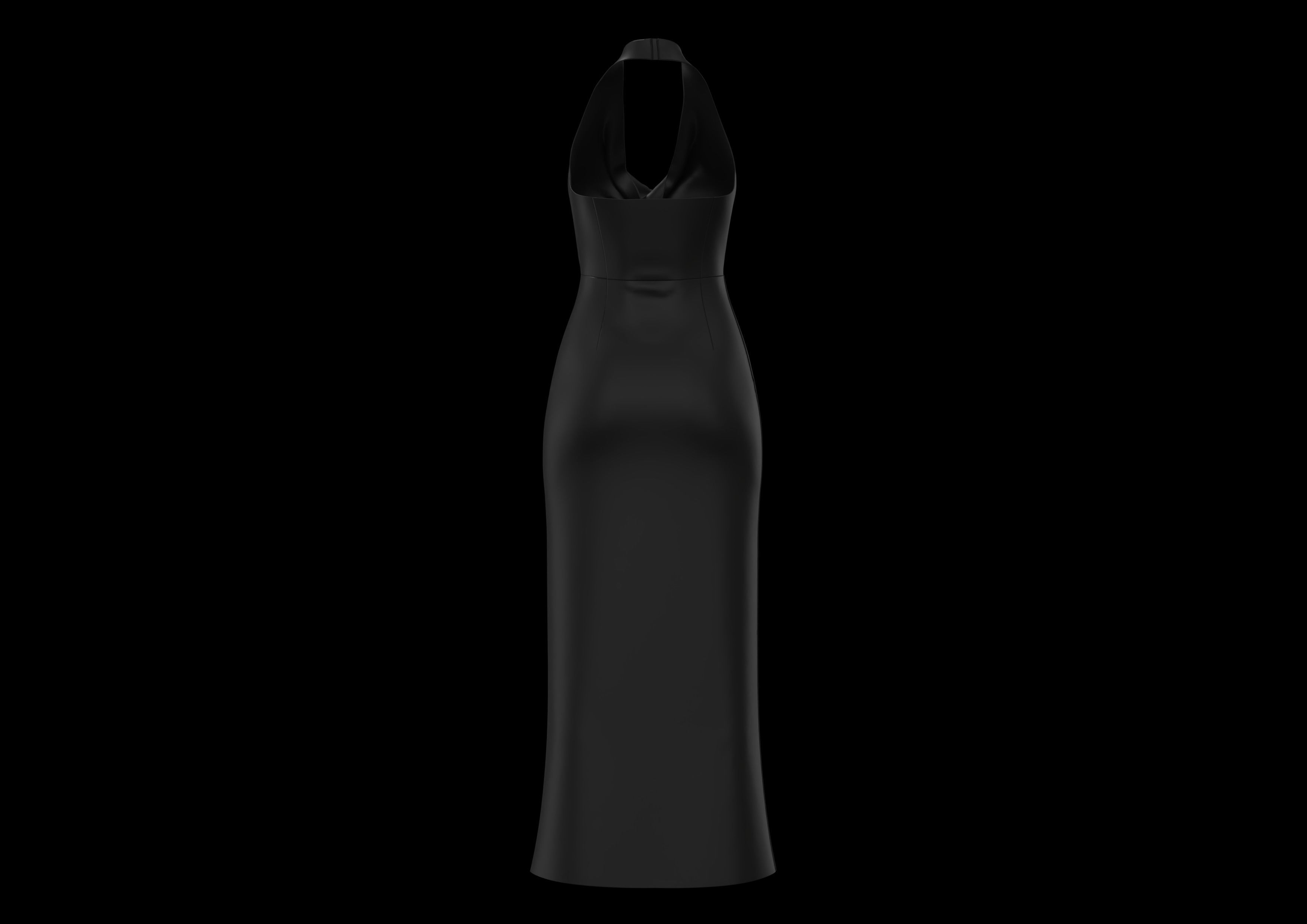 Black satin spaghetti strap dress free VR / AR / low-poly 3D model ...