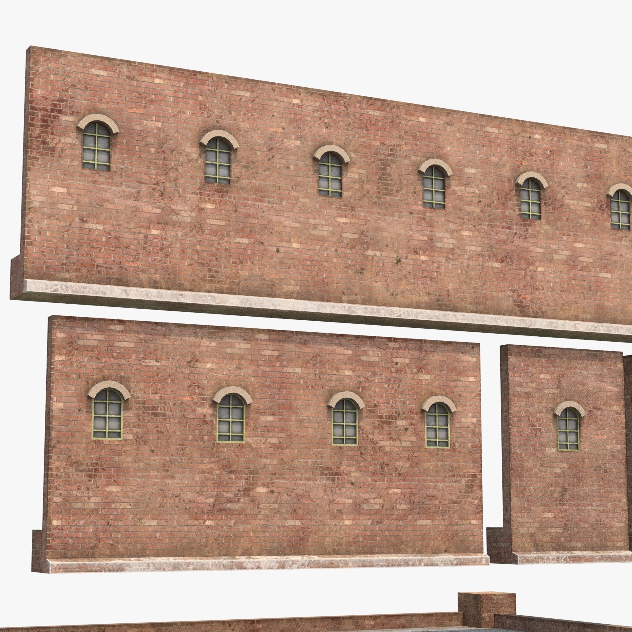3D model Detailed 4K Old Damaged Brick Procedure Wall for House VR / AR ...