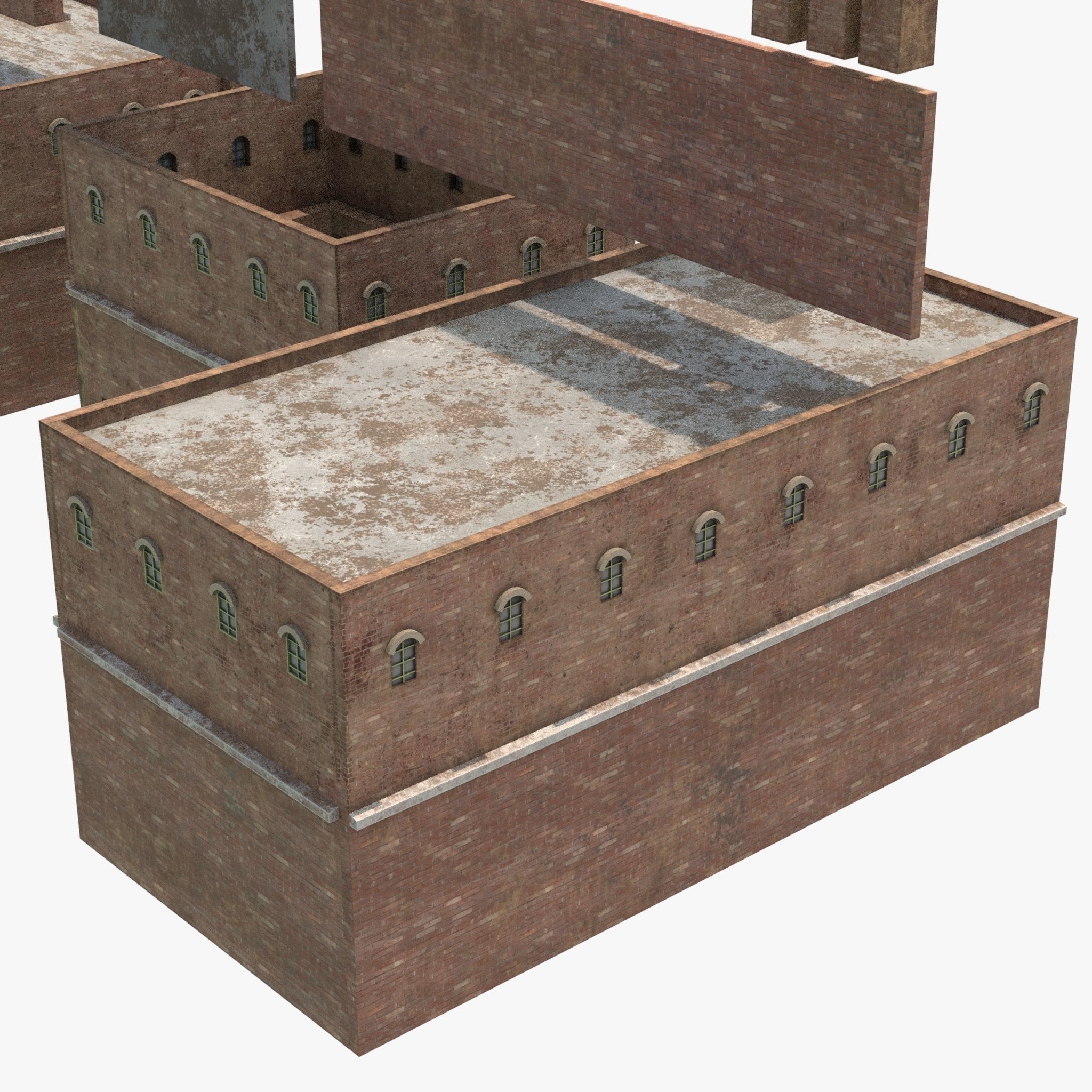 3D model Detailed 4K Old Damaged Brick Procedure Wall for House VR / AR ...