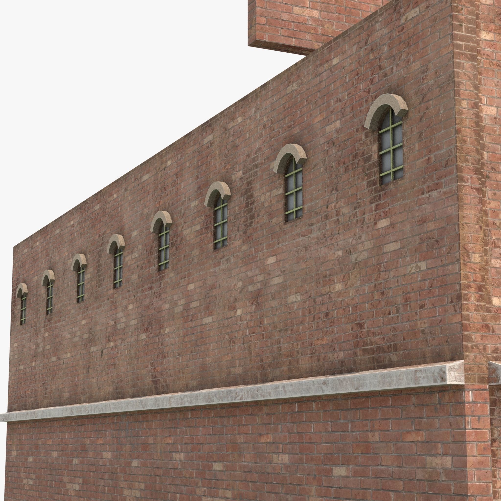 3D model Detailed 4K Old Damaged Brick Procedure Wall for House VR / AR ...