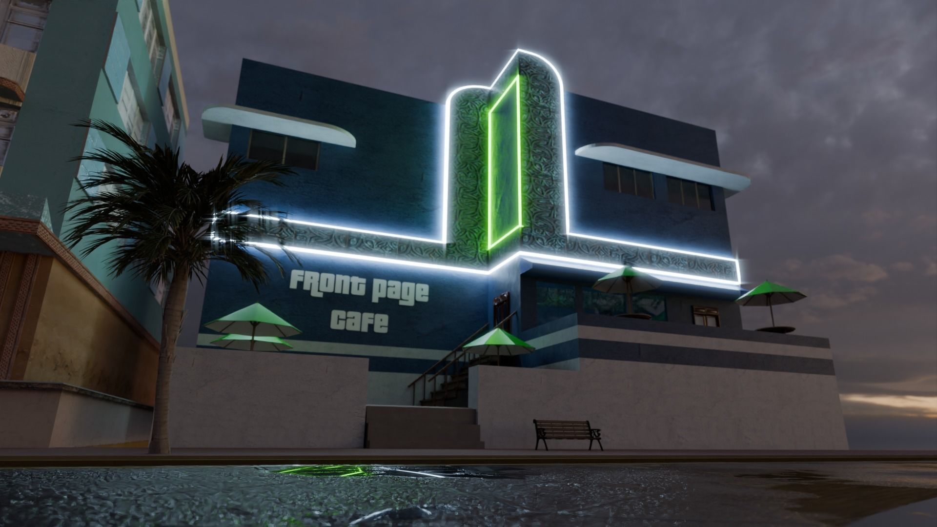 3D model Front Page Cafe 3D Model Vice City VR / AR / low-poly | CGTrader