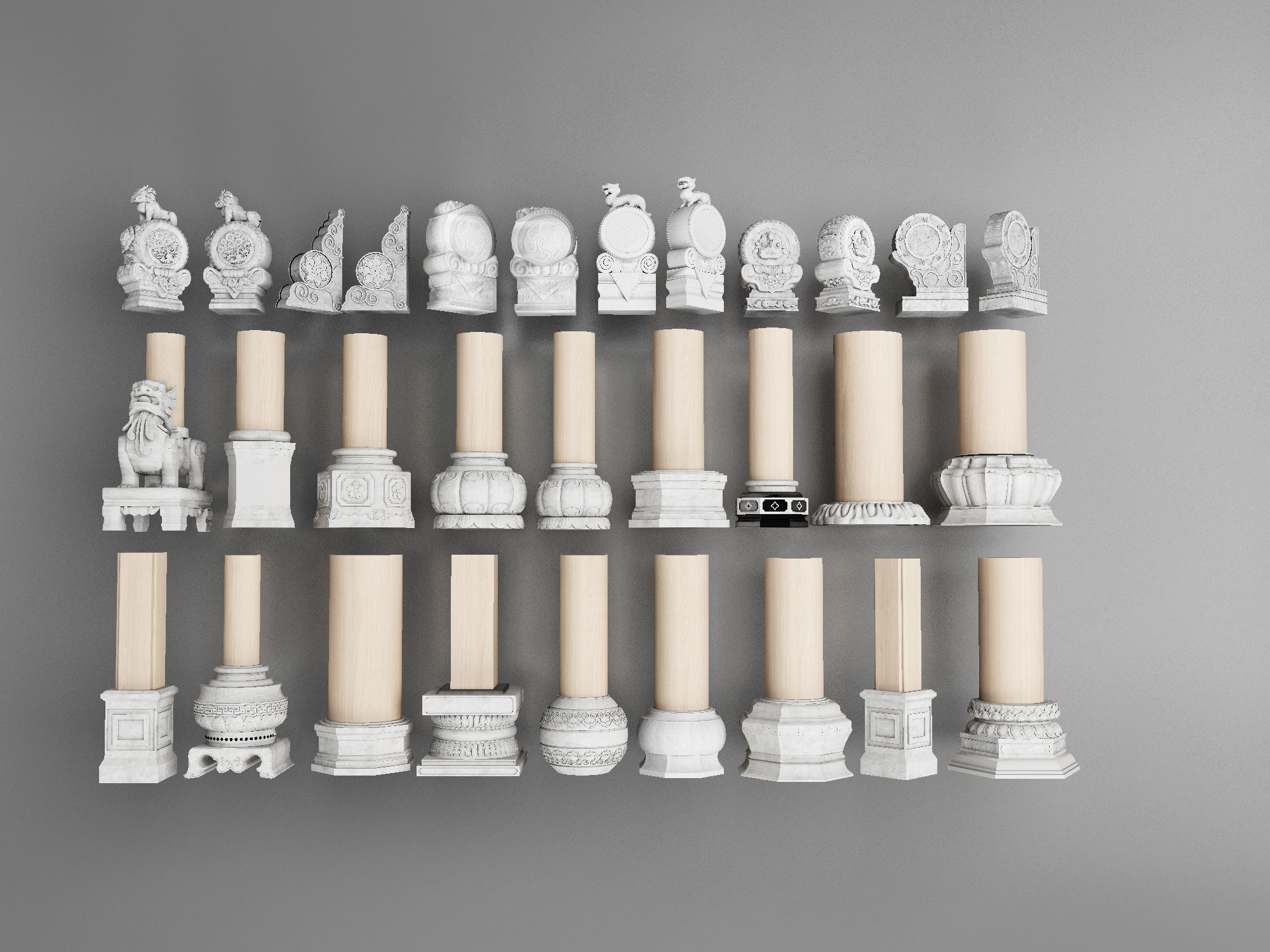 Chinese style pillars 3D model | CGTrader
