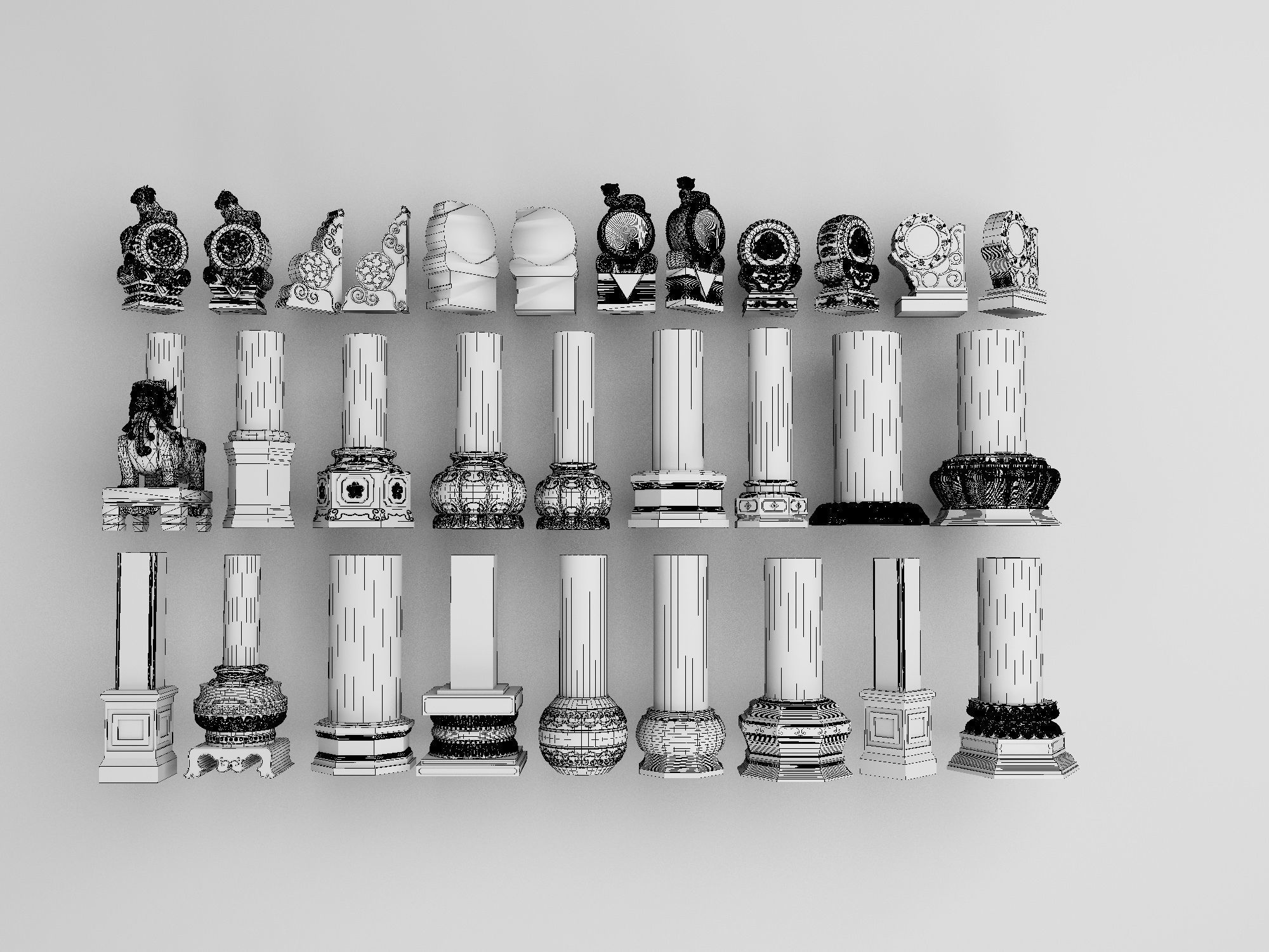 Chinese style pillars 3D model | CGTrader
