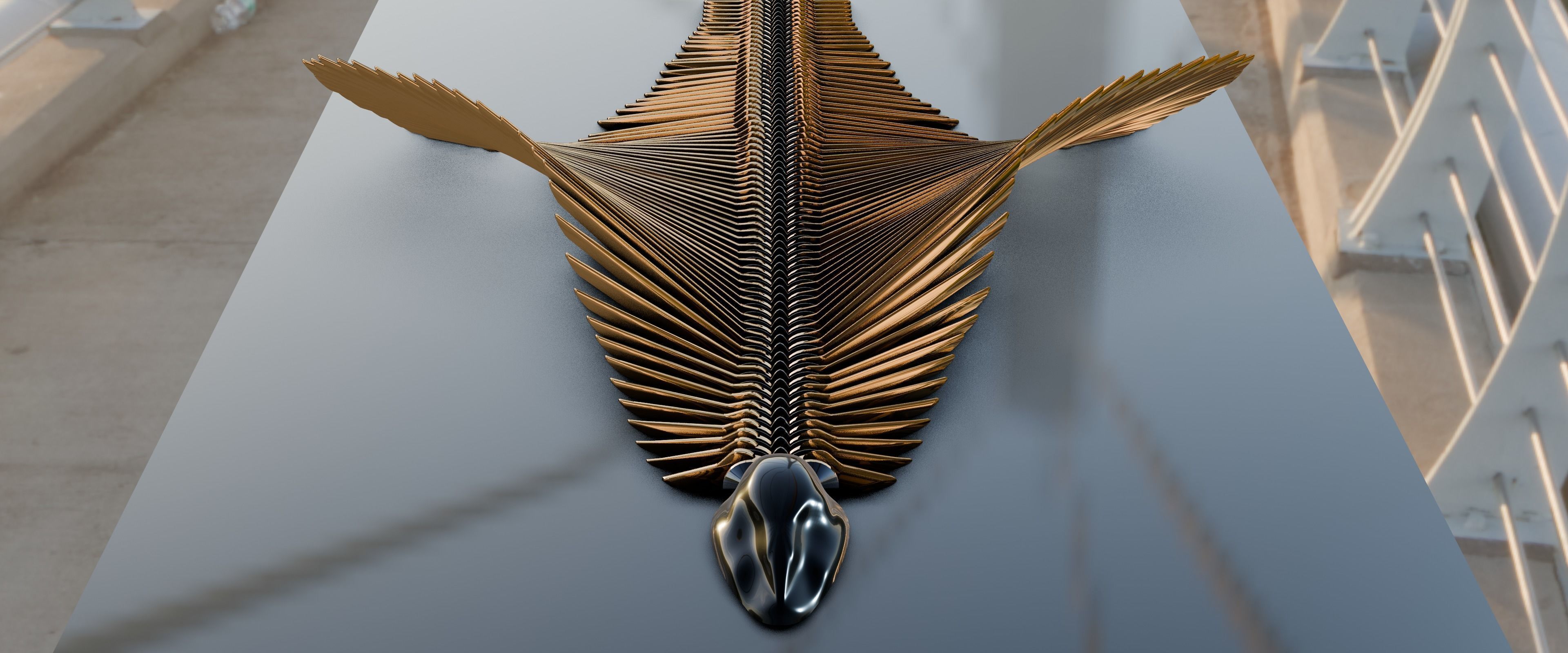Kinetic Parametric Stingray Sculpture Replica 3D model | CGTrader