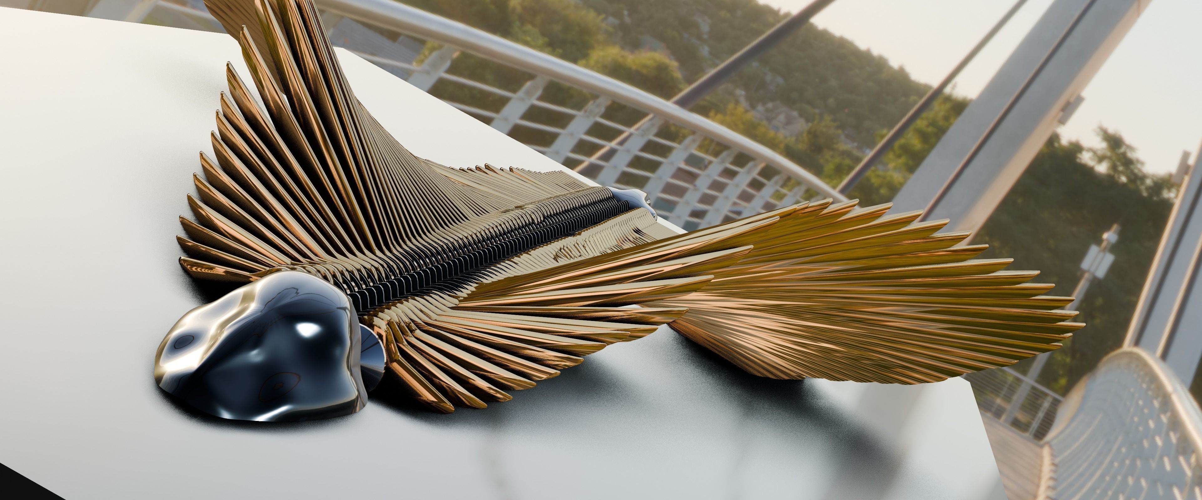 Kinetic Parametric Stingray Sculpture Replica 3D model | CGTrader