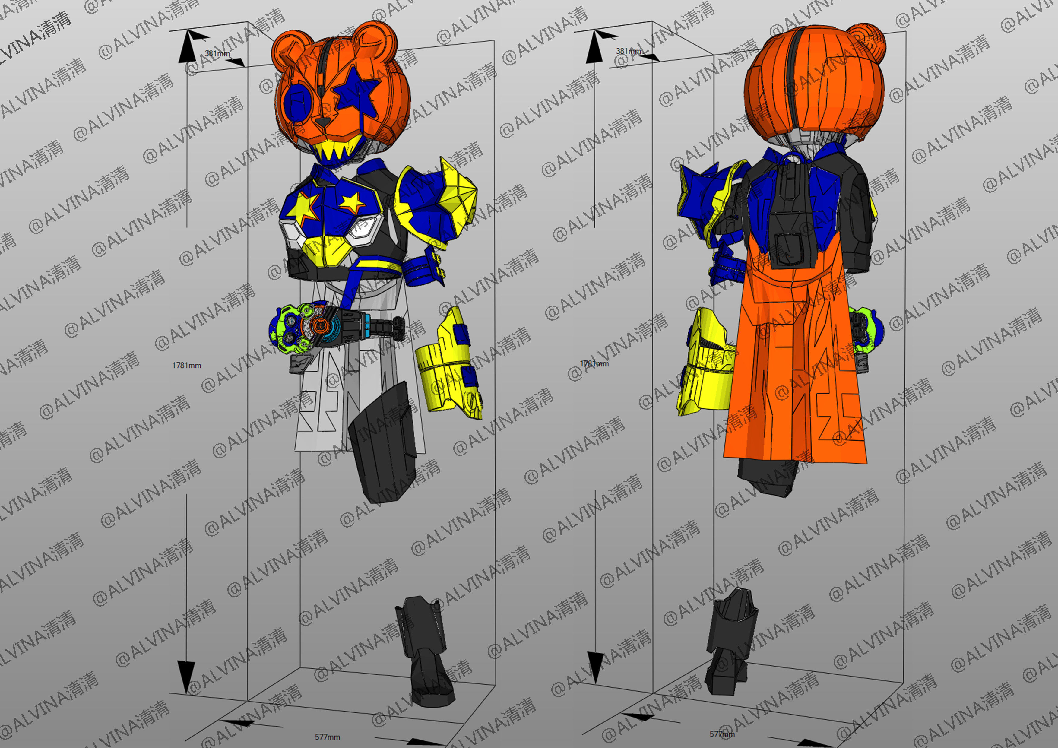 3D model Kamen Rider Punk Jack Monster Armor - DIY Cosplay Pepakura ...