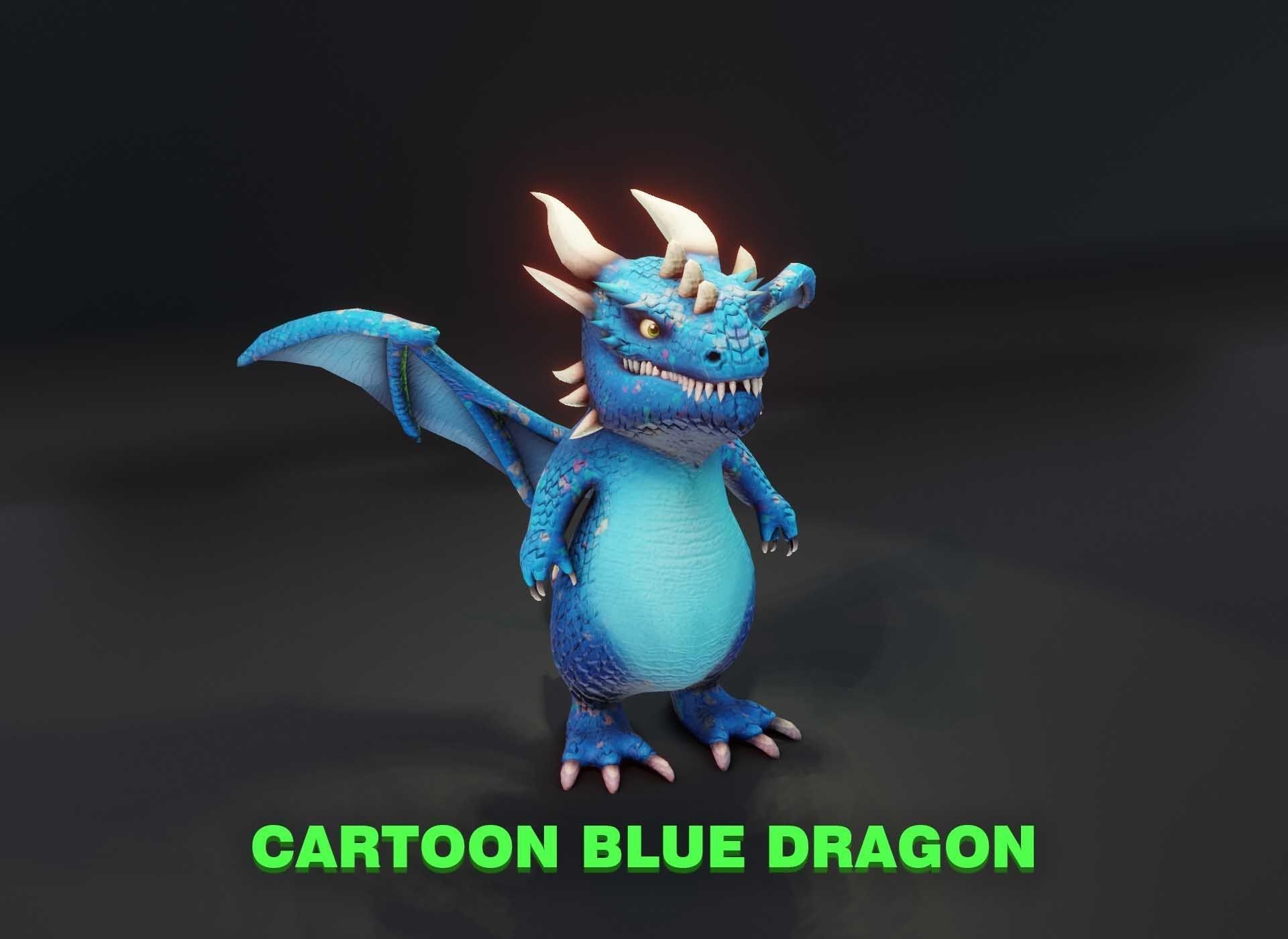3D model Cartoon Blue Dragon 3D Model VR / AR / low-poly | CGTrader