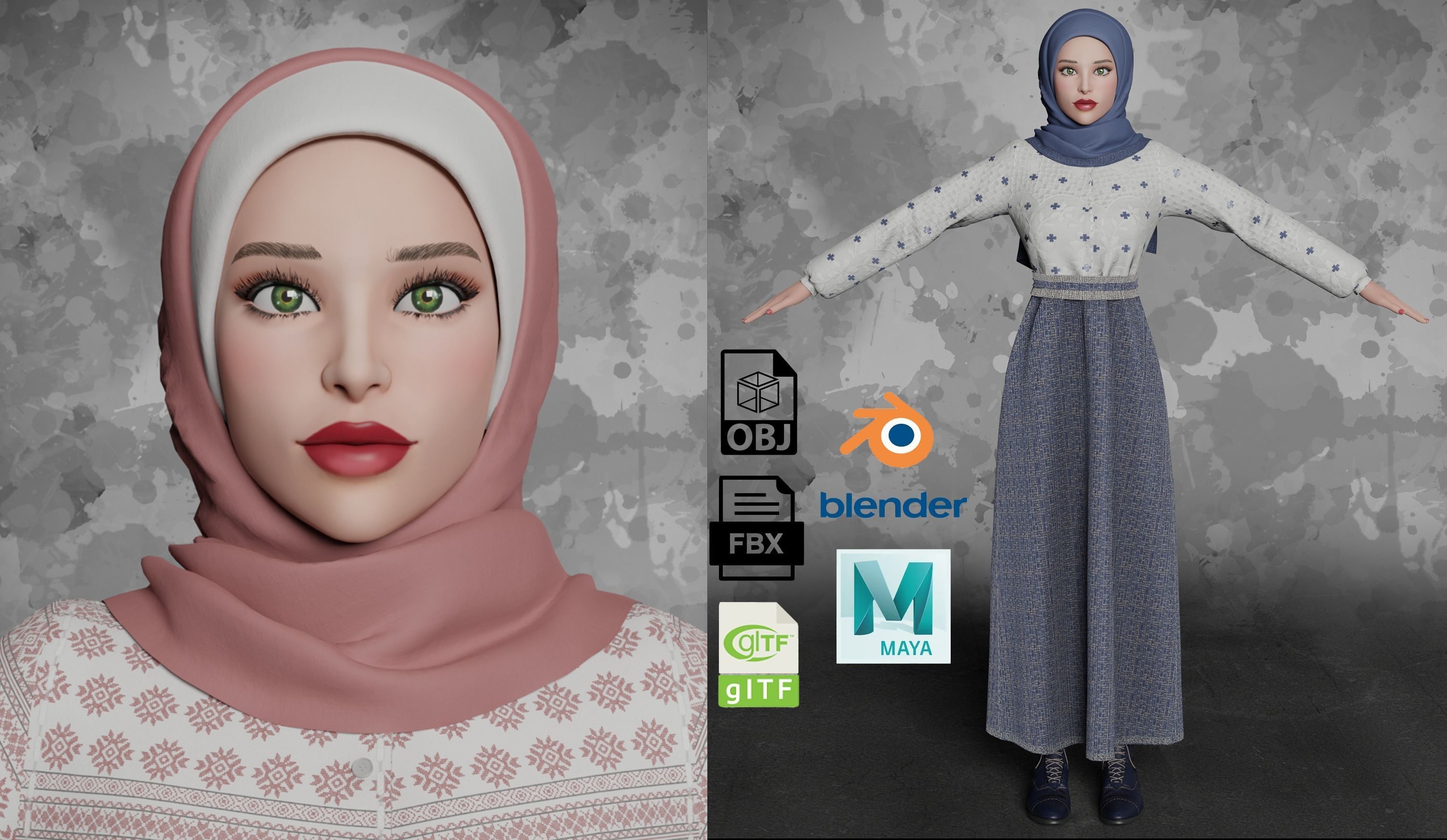 3D model Sara - Muslim Girl with Hijab VR / AR / low-poly | CGTrader