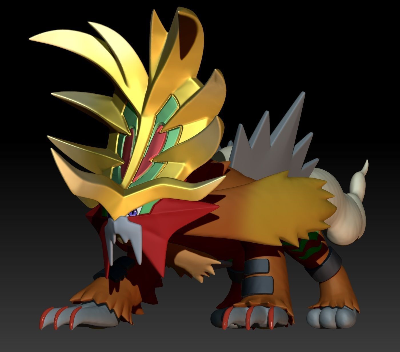 Pokemon Paradox Ancient Entei Gouging Fire 3D model 3D printable | CGTrader