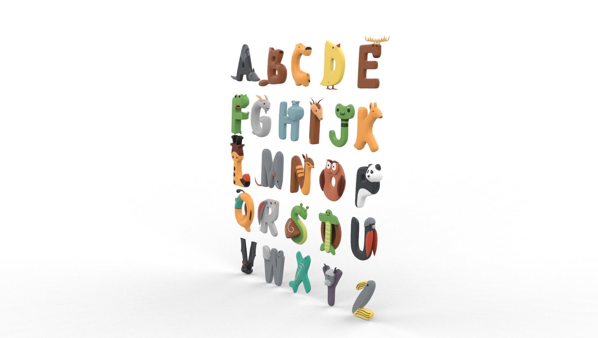 3D model Cartoon Animal Alphabet v004 VR / AR / low-poly | CGTrader