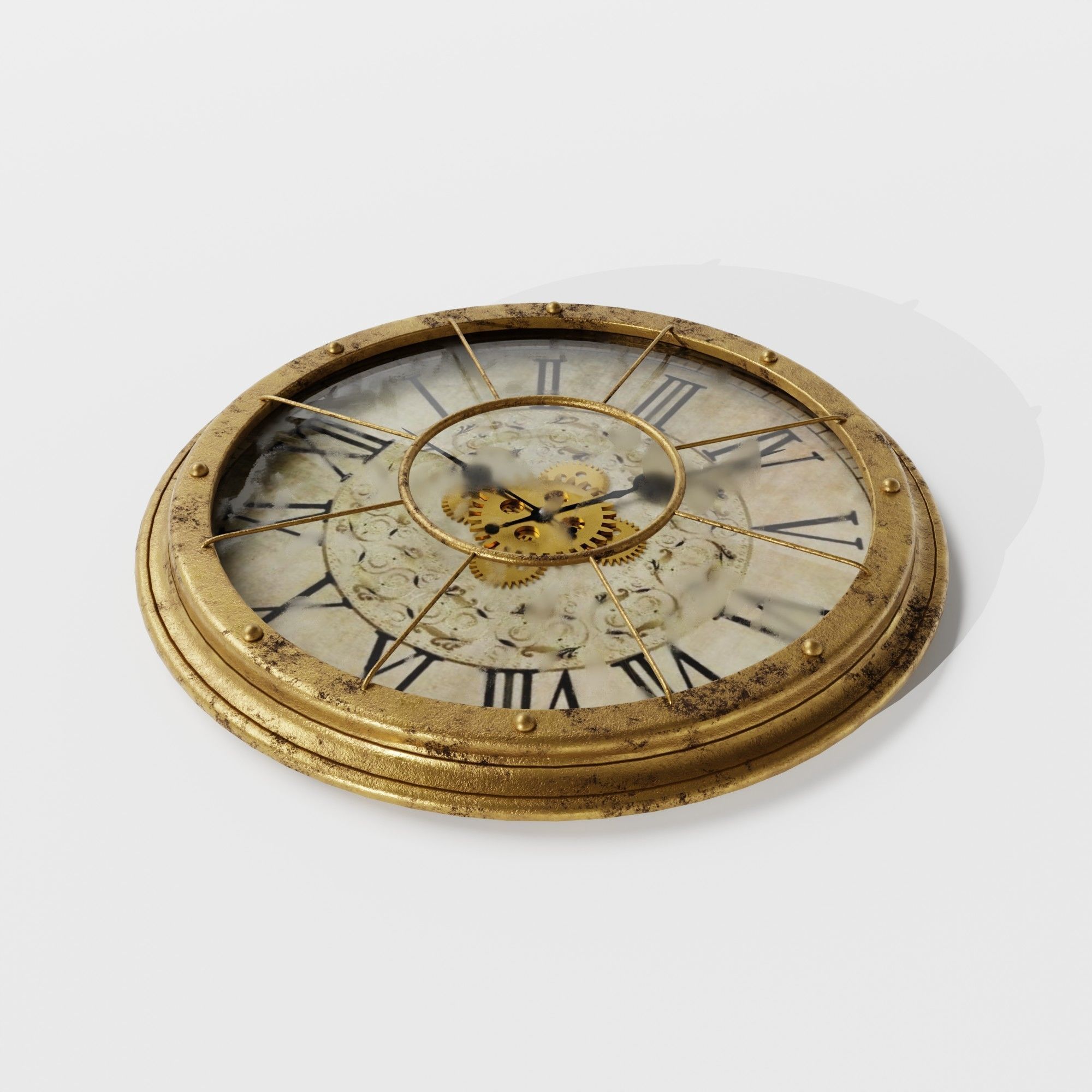 Ancient Golden Wall Clock 3D model | CGTrader