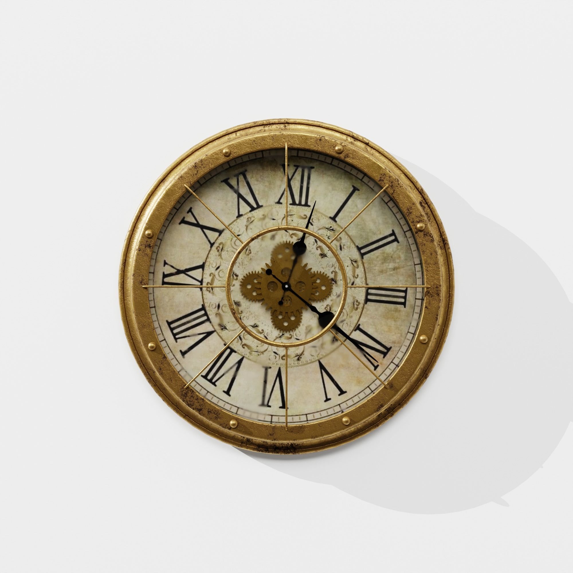 Ancient Golden Wall Clock 3D model | CGTrader