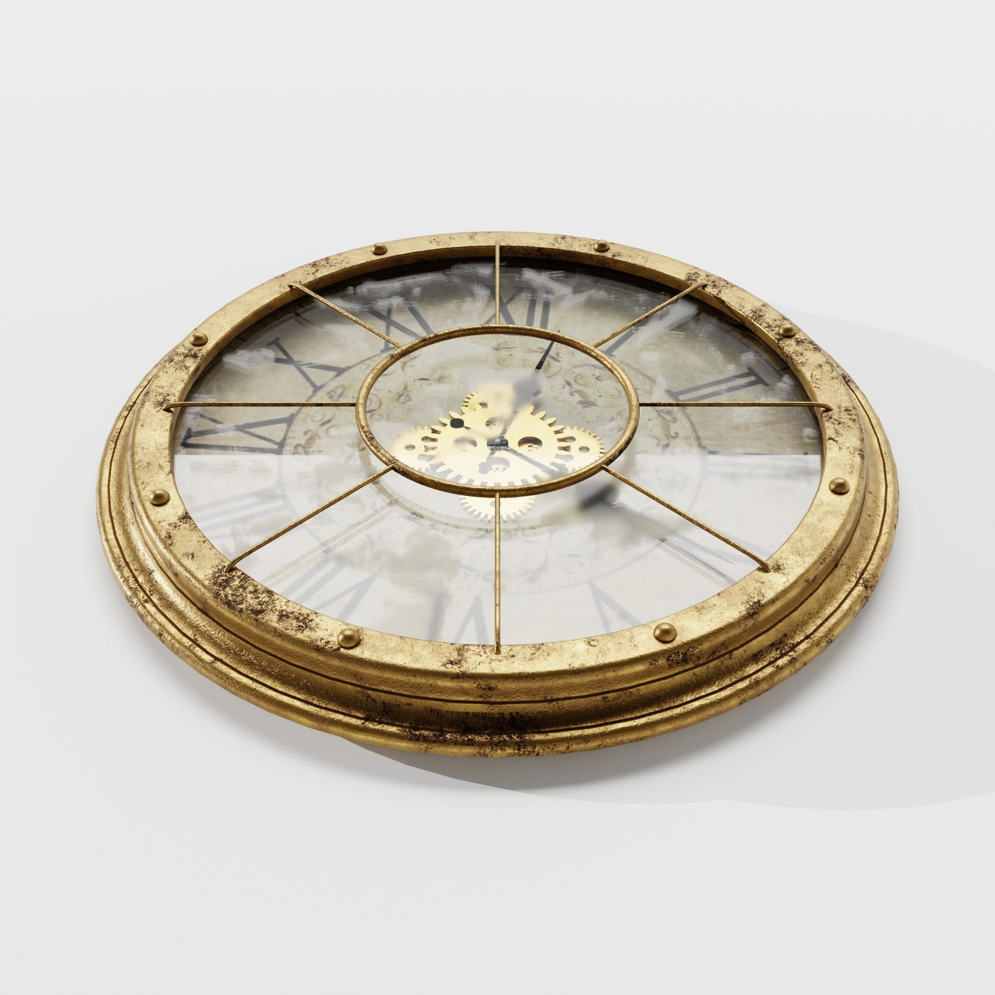 Ancient Golden Wall Clock 3D model | CGTrader