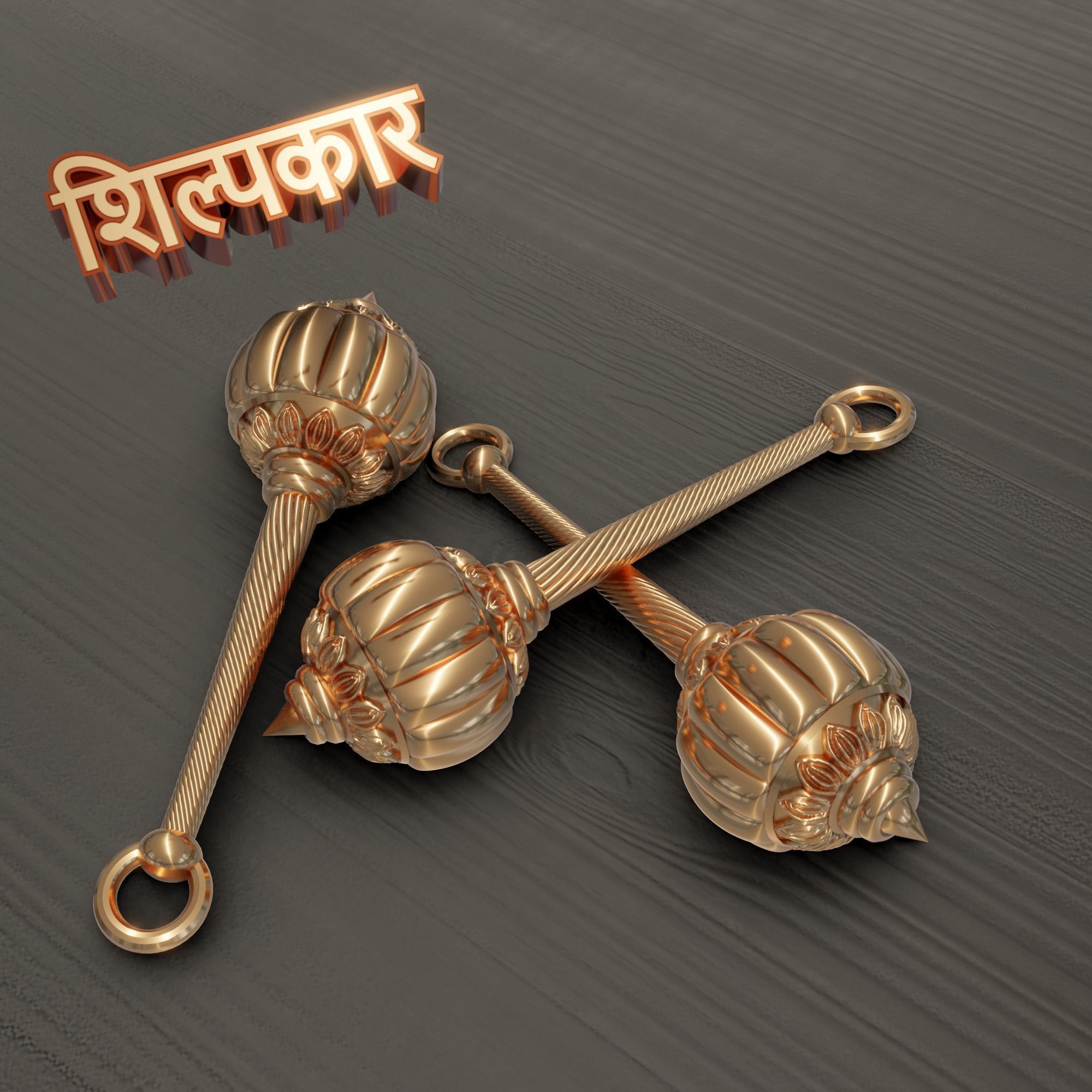 HANUMAN JI GADA PENDENT KEY CHAIN 3D model 3D printable | CGTrader