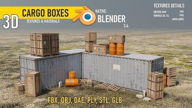 3D model Cargo Boxes VR / AR / low-poly | CGTrader