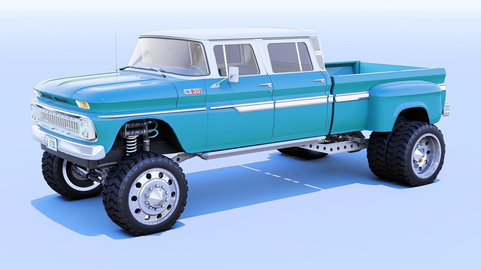Pickup 1963 C30 4 Door Dually 3D model | CGTrader