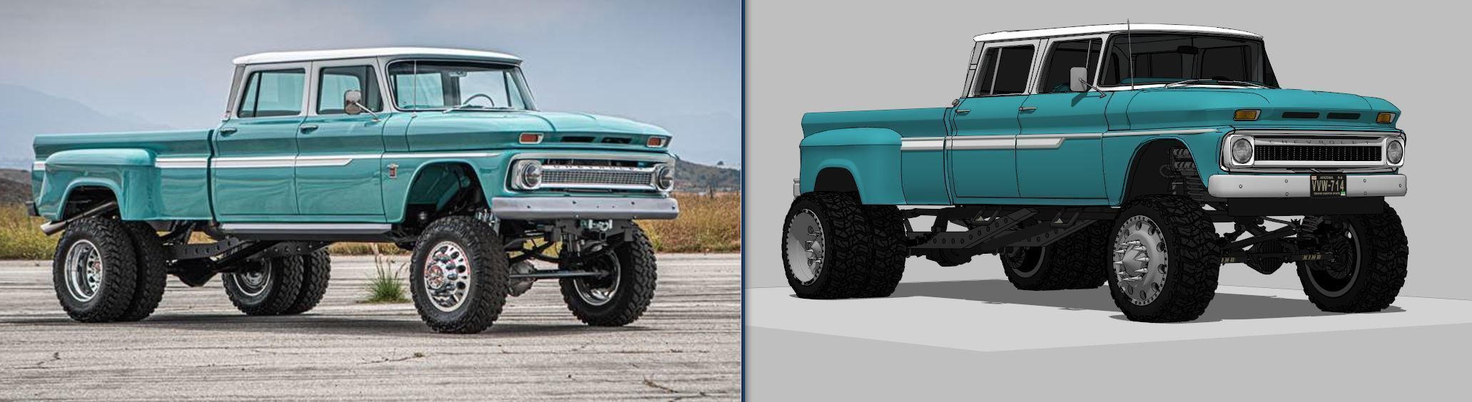 Pickup 1963 C30 4 Door Dually 3D model | CGTrader