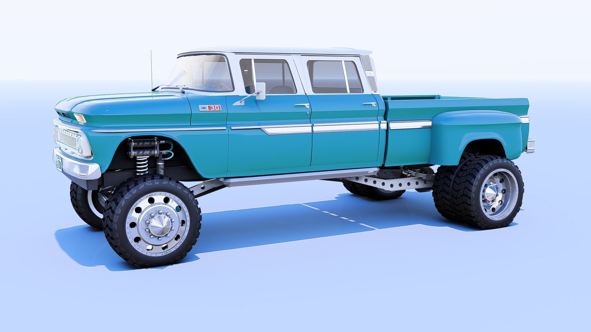 Pickup 1963 C30 4 Door Dually 3D model | CGTrader