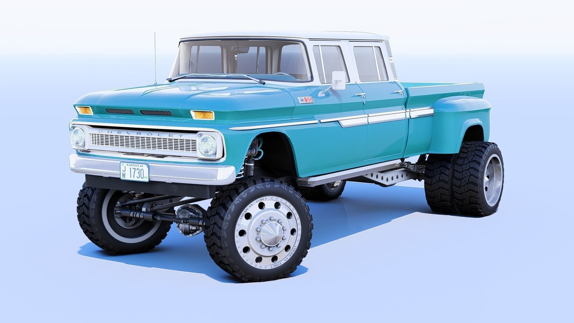 Pickup 1963 C30 4 Door Dually 3D model | CGTrader
