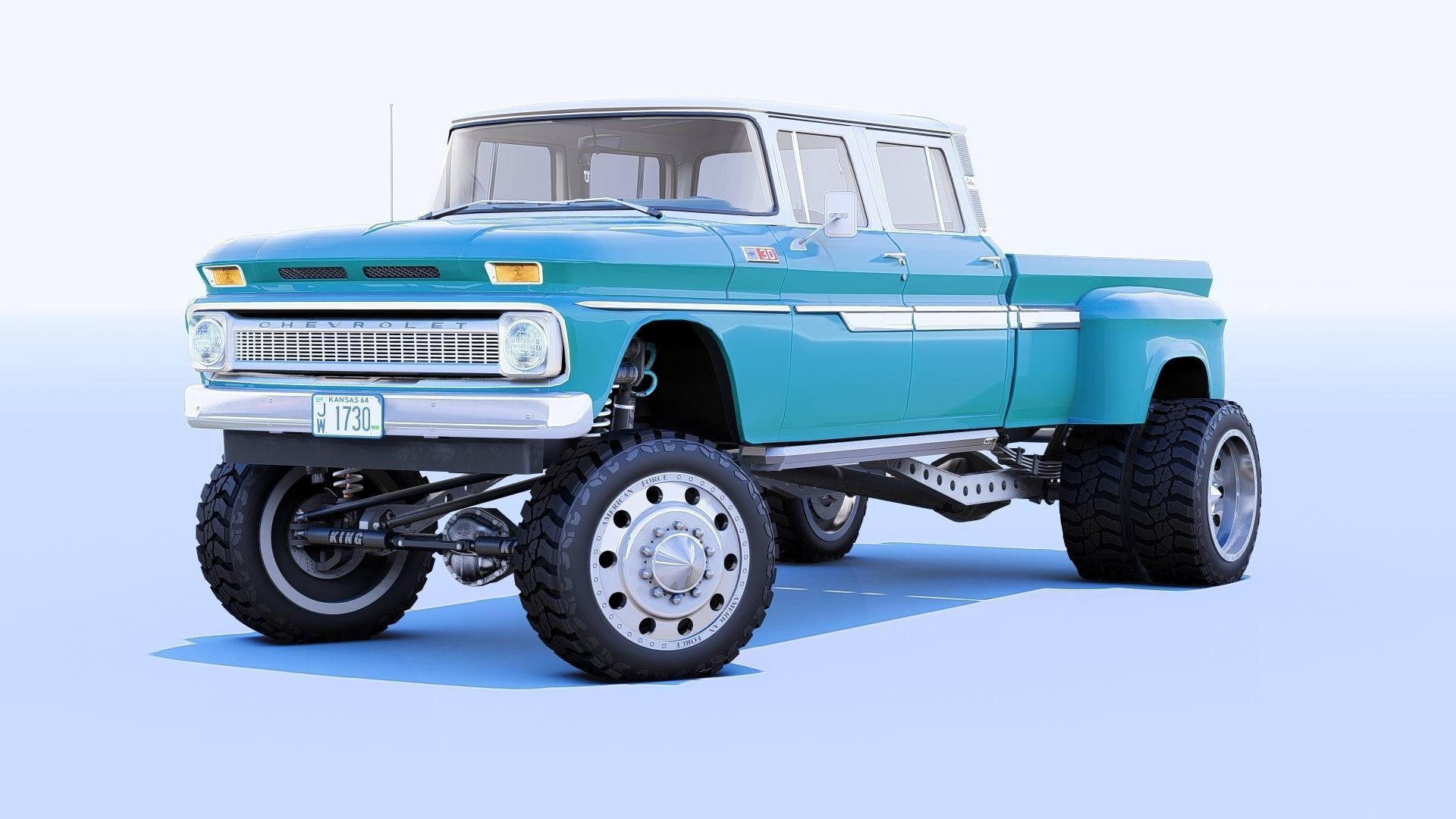 Pickup 1963 C30 4 Door Dually 3D model | CGTrader