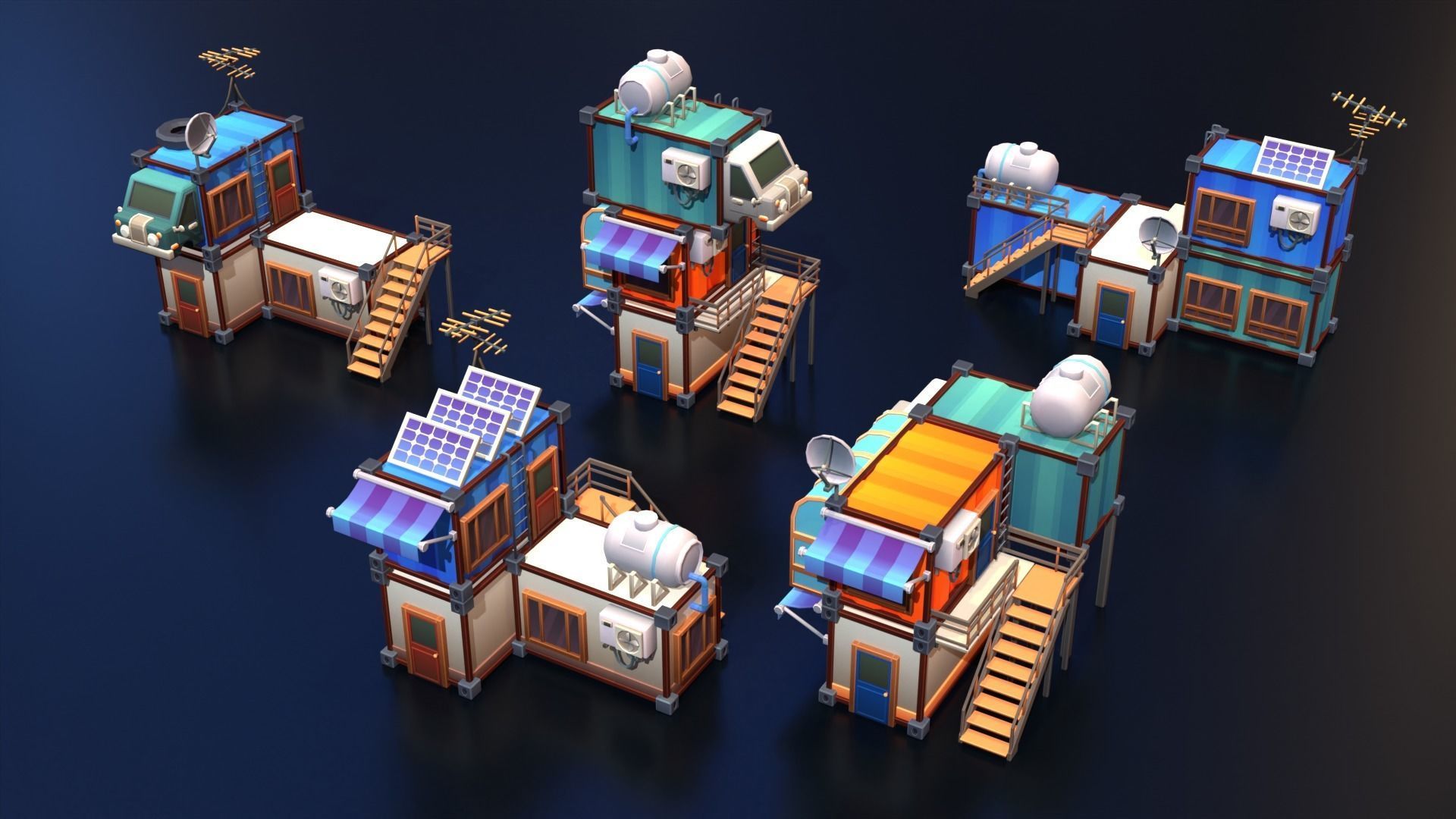 3D model Solarpunk Asset Pack VR / AR / low-poly | CGTrader