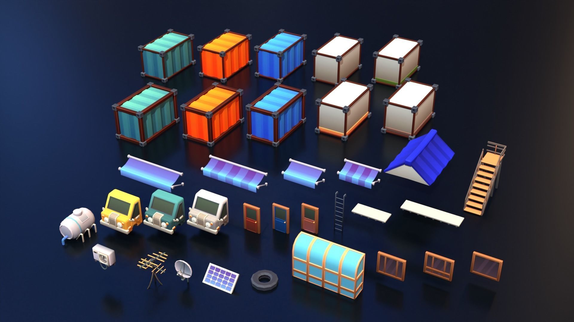 3D model Solarpunk Asset Pack VR / AR / low-poly | CGTrader