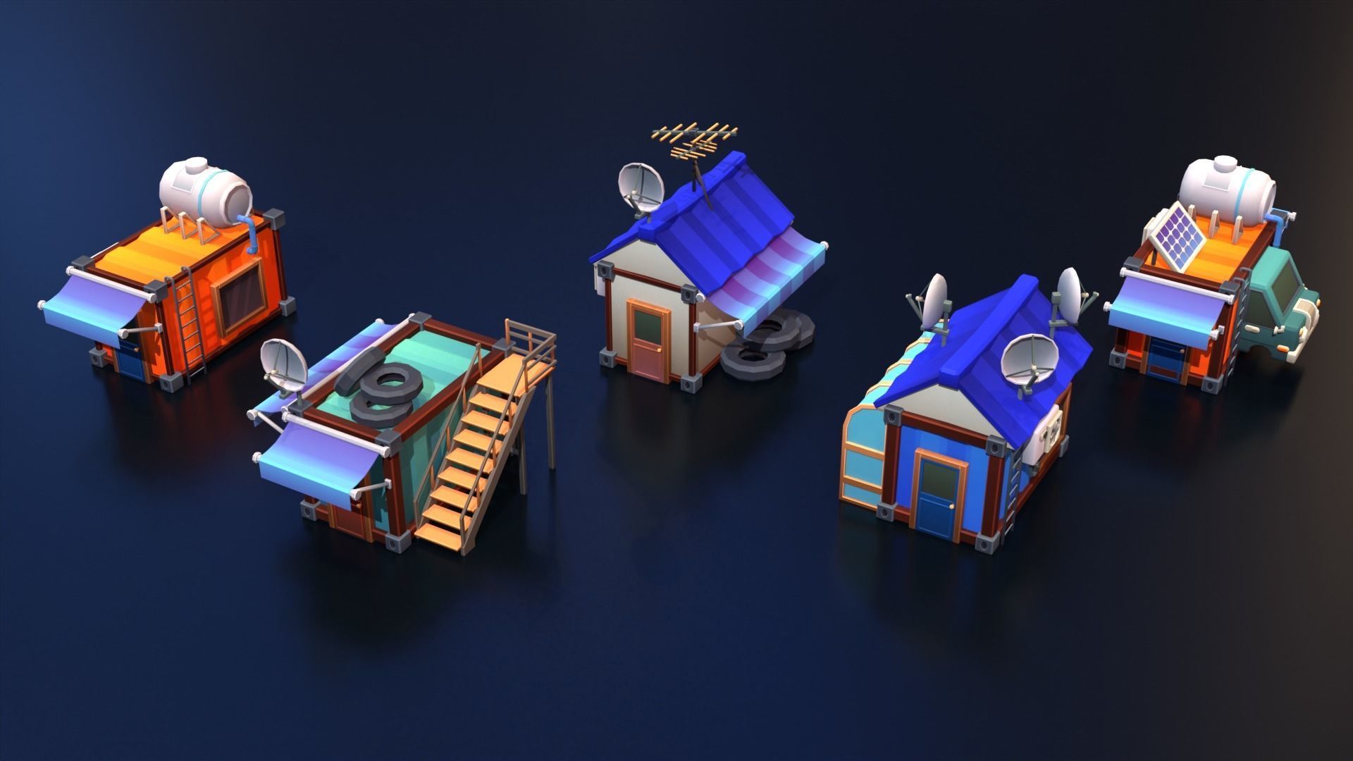 3D model Solarpunk Asset Pack VR / AR / low-poly | CGTrader