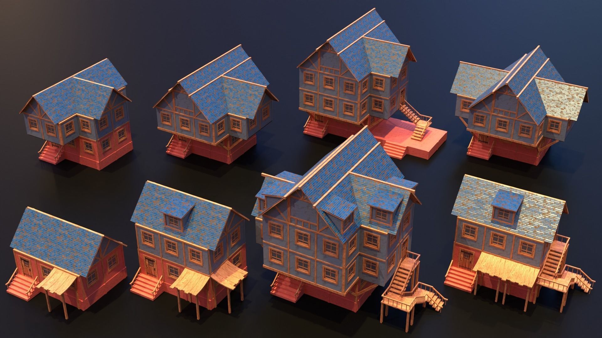 3D model Modular Fantasy Village Asset Pack VR / AR / low-poly | CGTrader