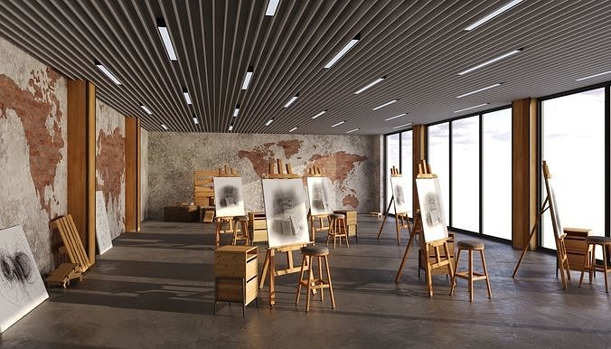 3D model Photorealistic Studio Arts Interior Scene 3D model VR / AR ...