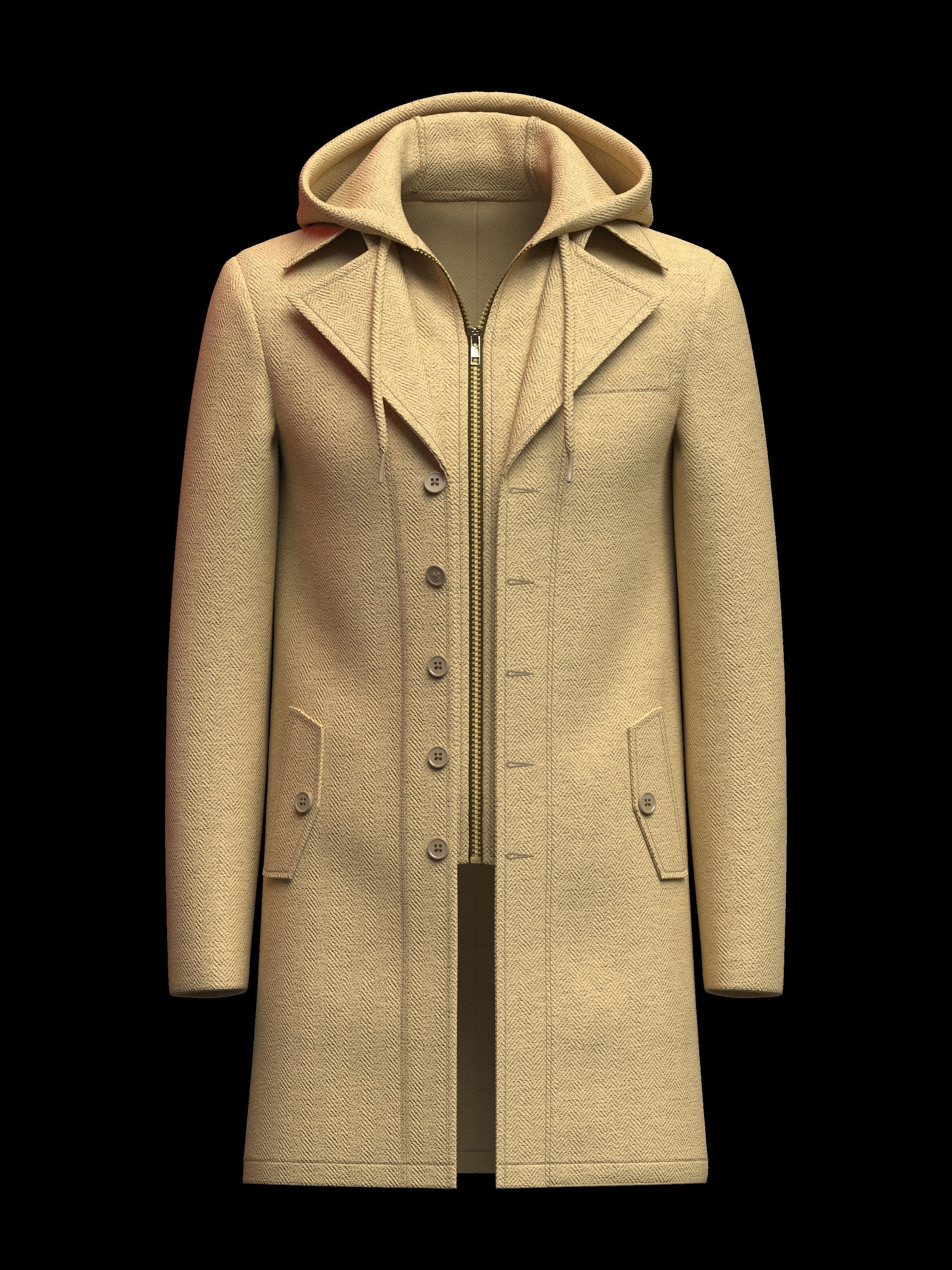 Trench Coat With Hood 3d Model 3D model | CGTrader