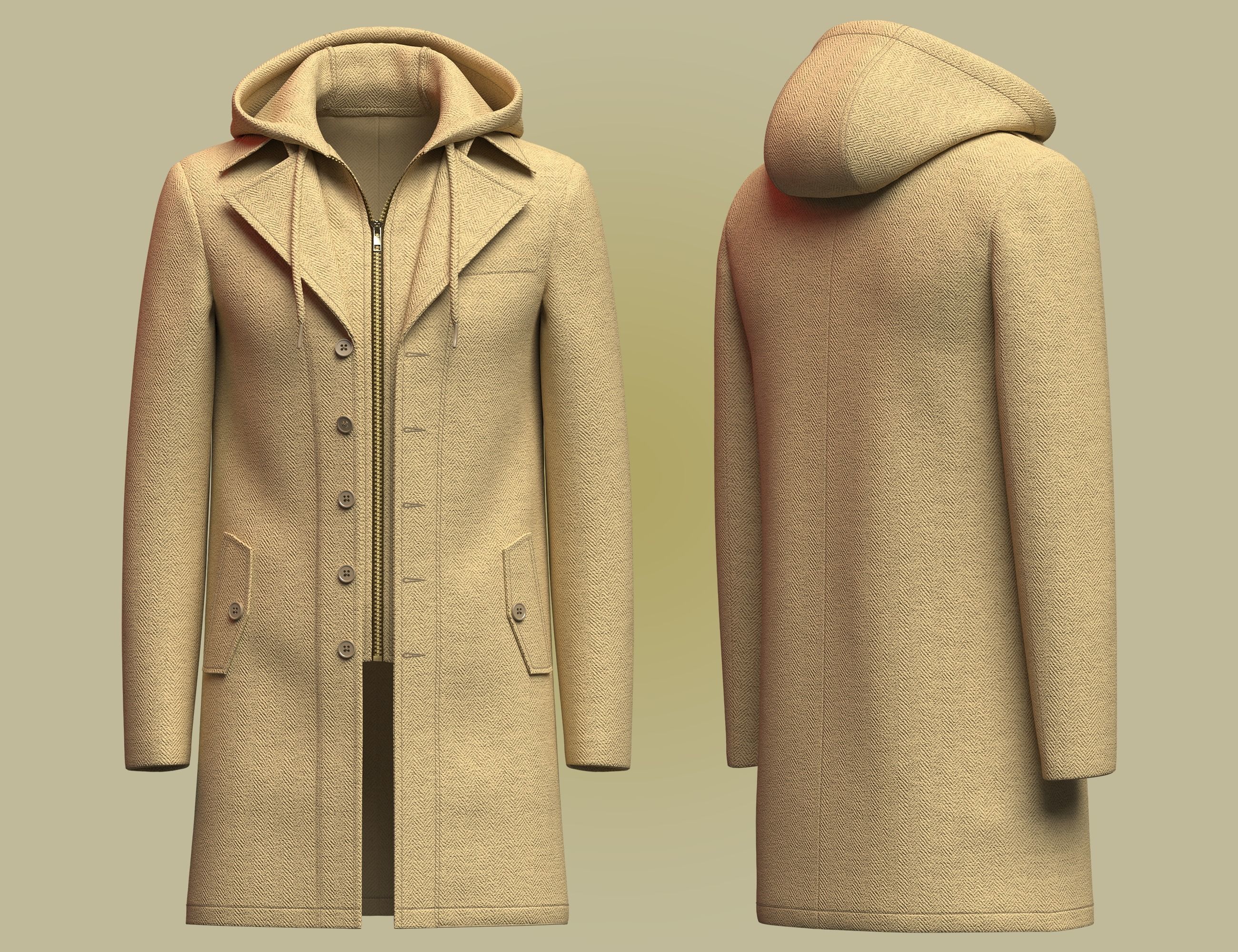 Trench Coat With Hood 3d Model 3D model | CGTrader