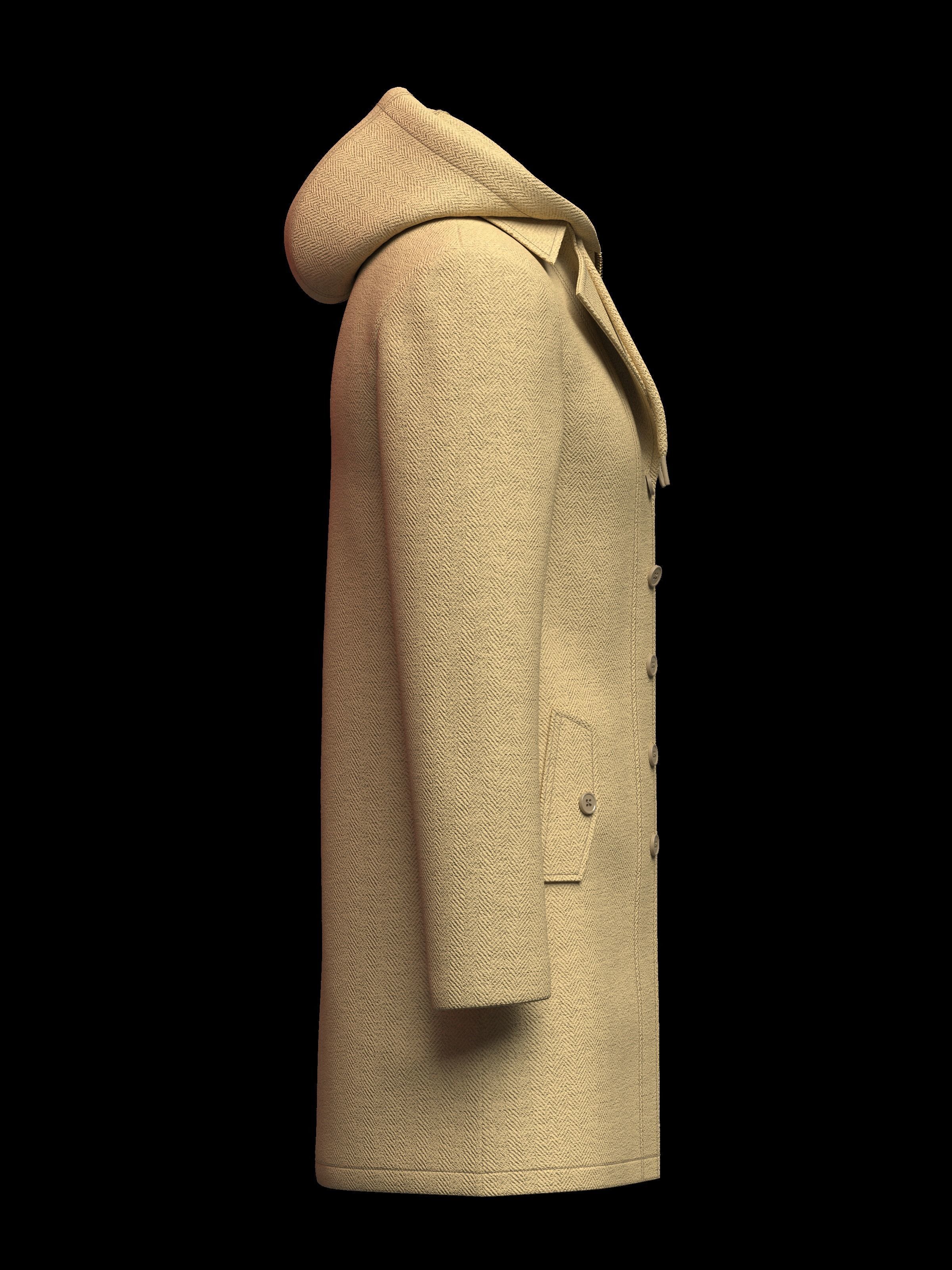 Trench Coat With Hood 3d Model 3D model | CGTrader