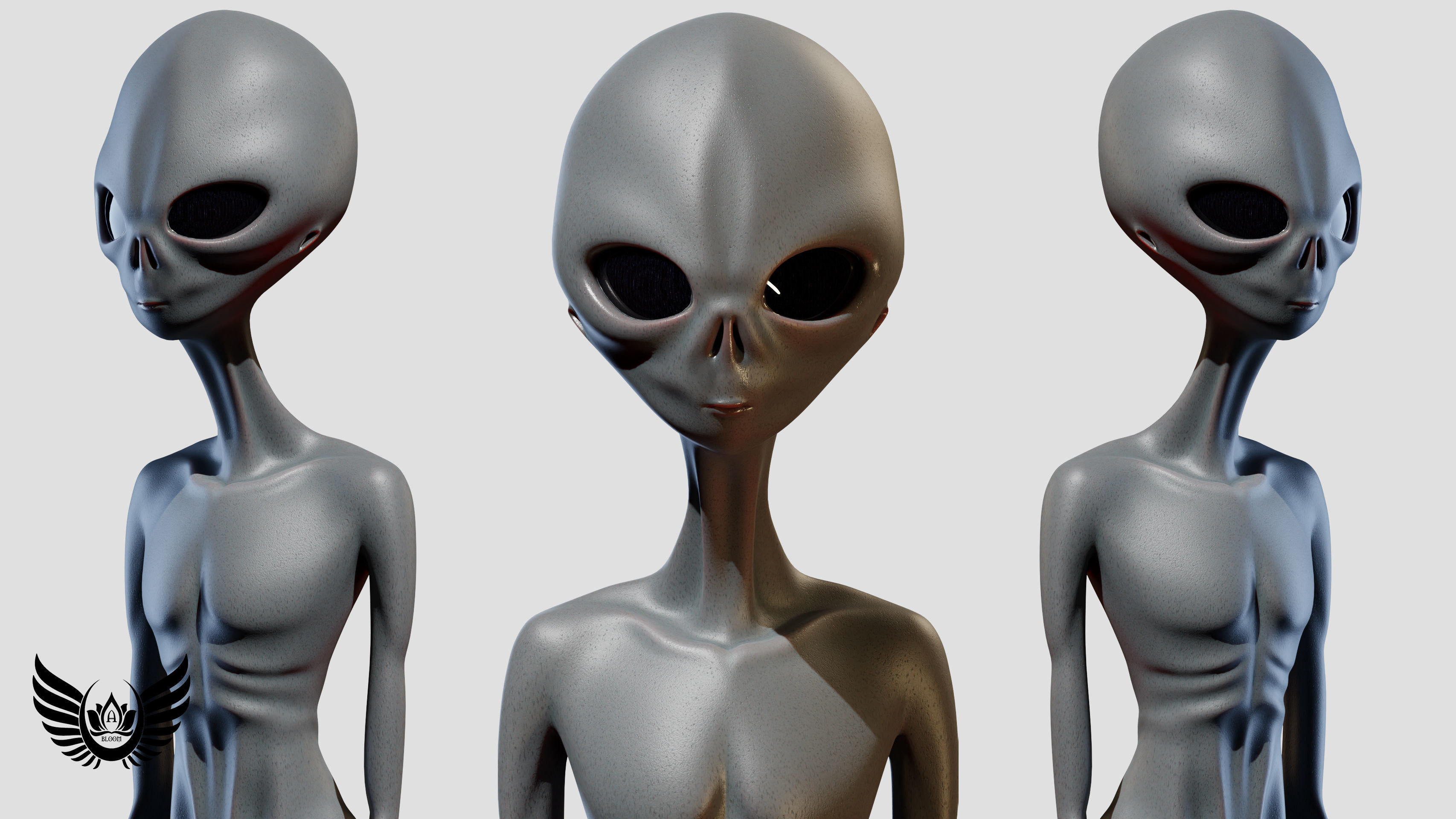 Gray alien - Extraterrestrial 3D model rigged | CGTrader