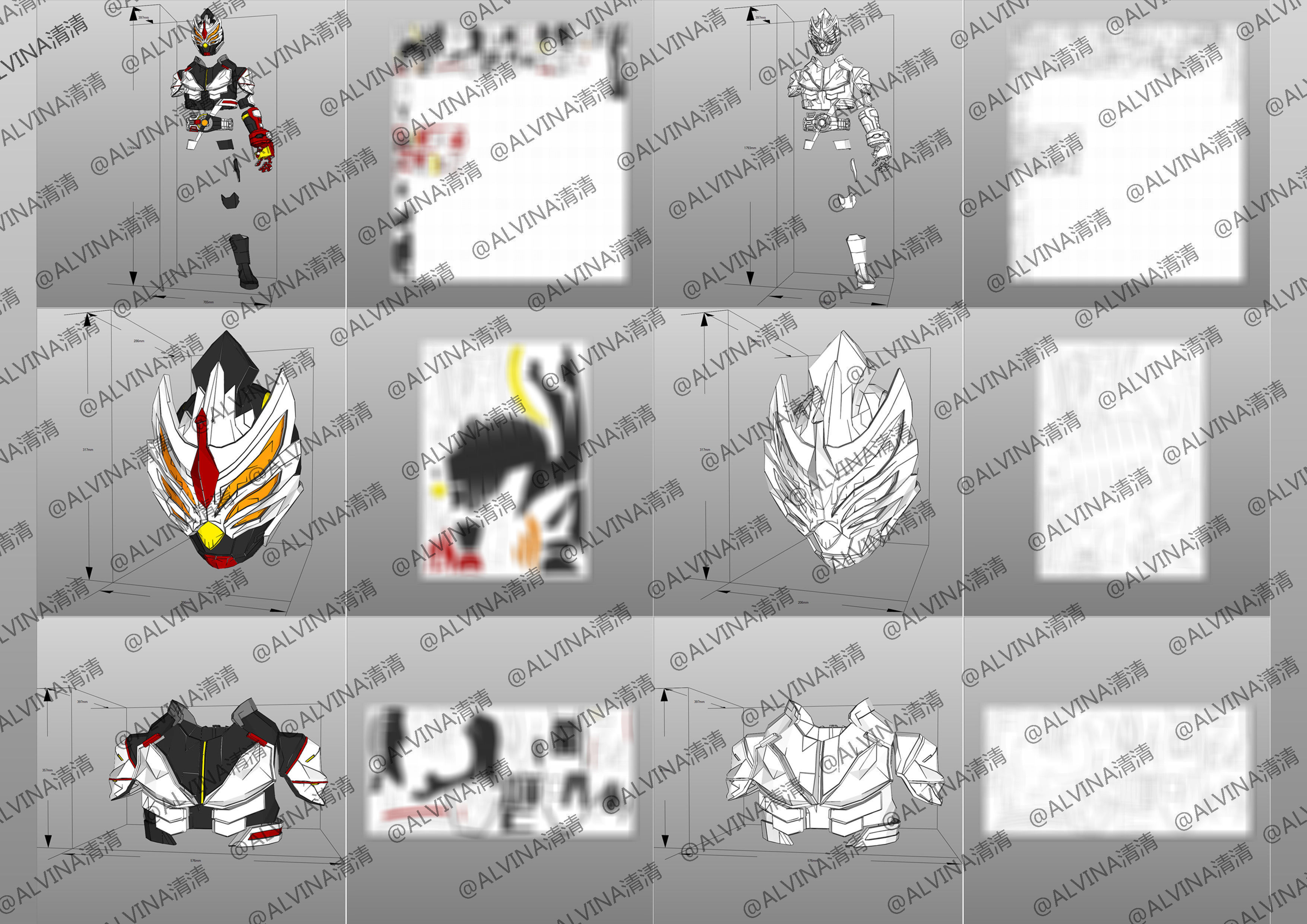 3D model Kamen Rider Rostar Boxer Form Armor - DIY Cosplay Pepakura ...